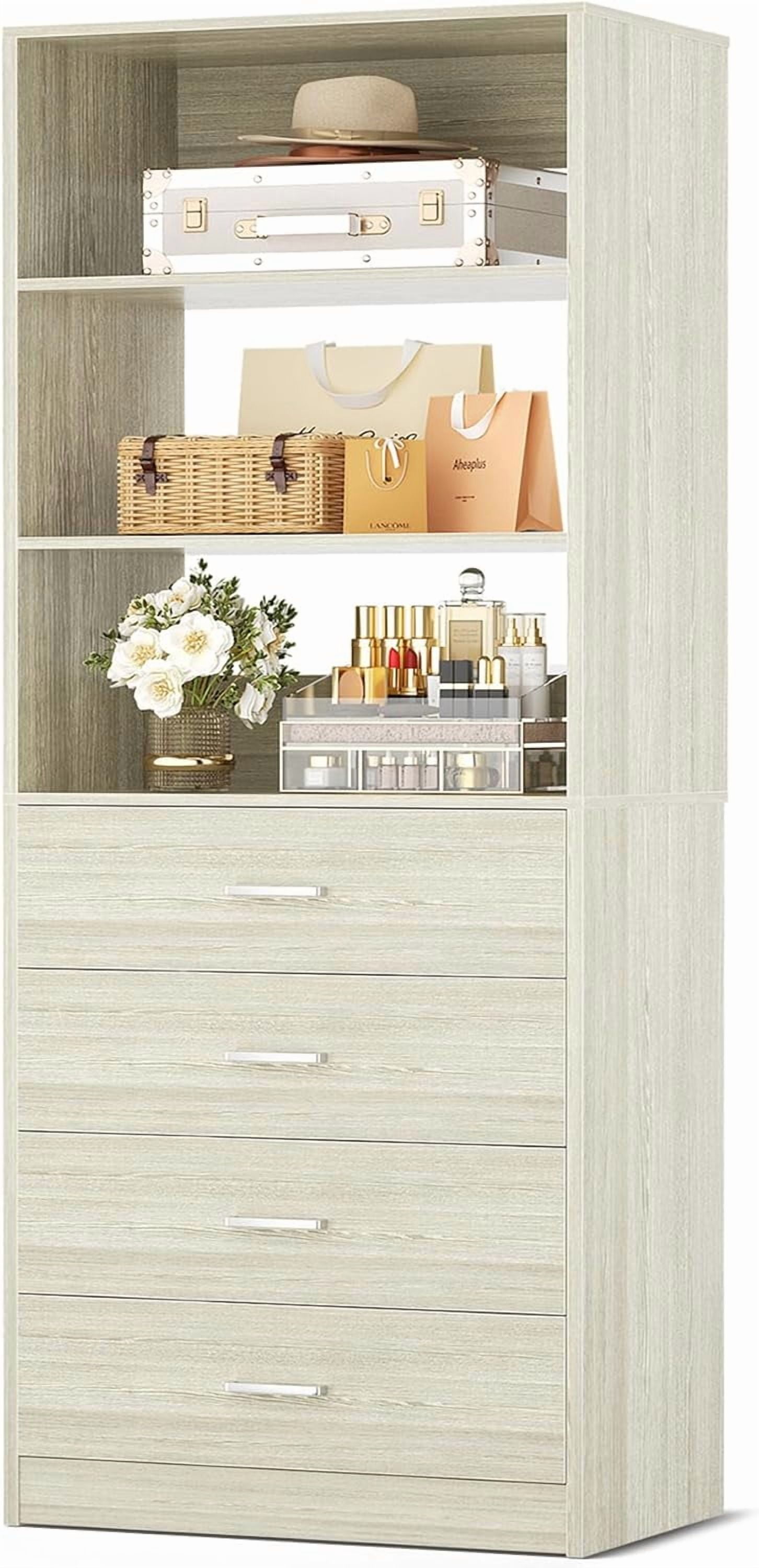 iSunirm Closet Organizer System with 4 Wood Drawers, 21.3'' Walk-in ...