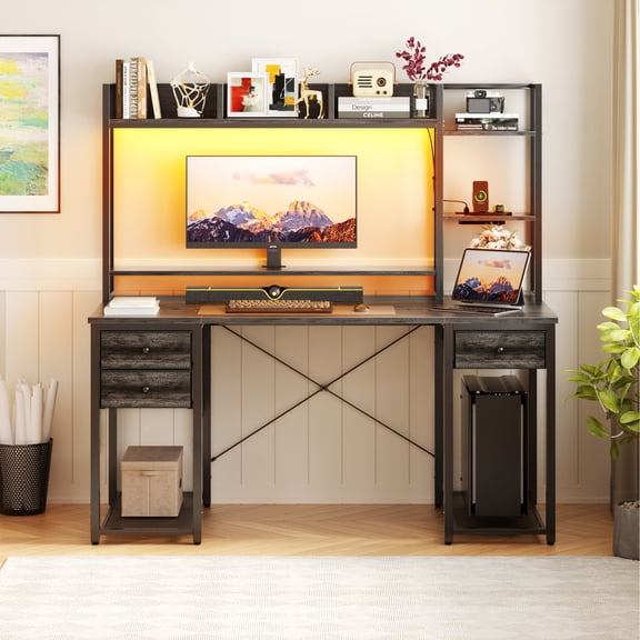 Oak Computer Desk Hutch