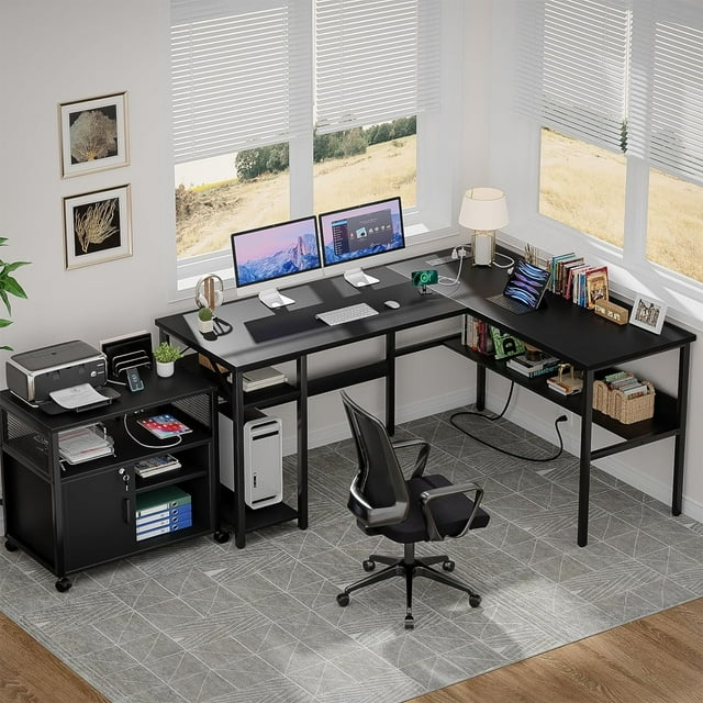 iSunirm Home Office Desk Adult Lap Desks, 42.5 x 50.4 in, Black, L ...