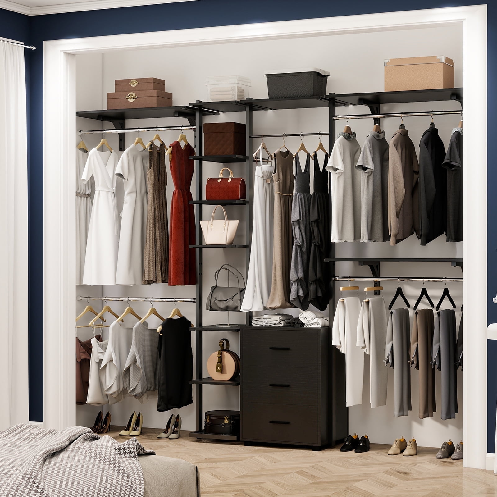 Customer reviews for iSunirm New Closet System with Drawers, 96'' Walk ...