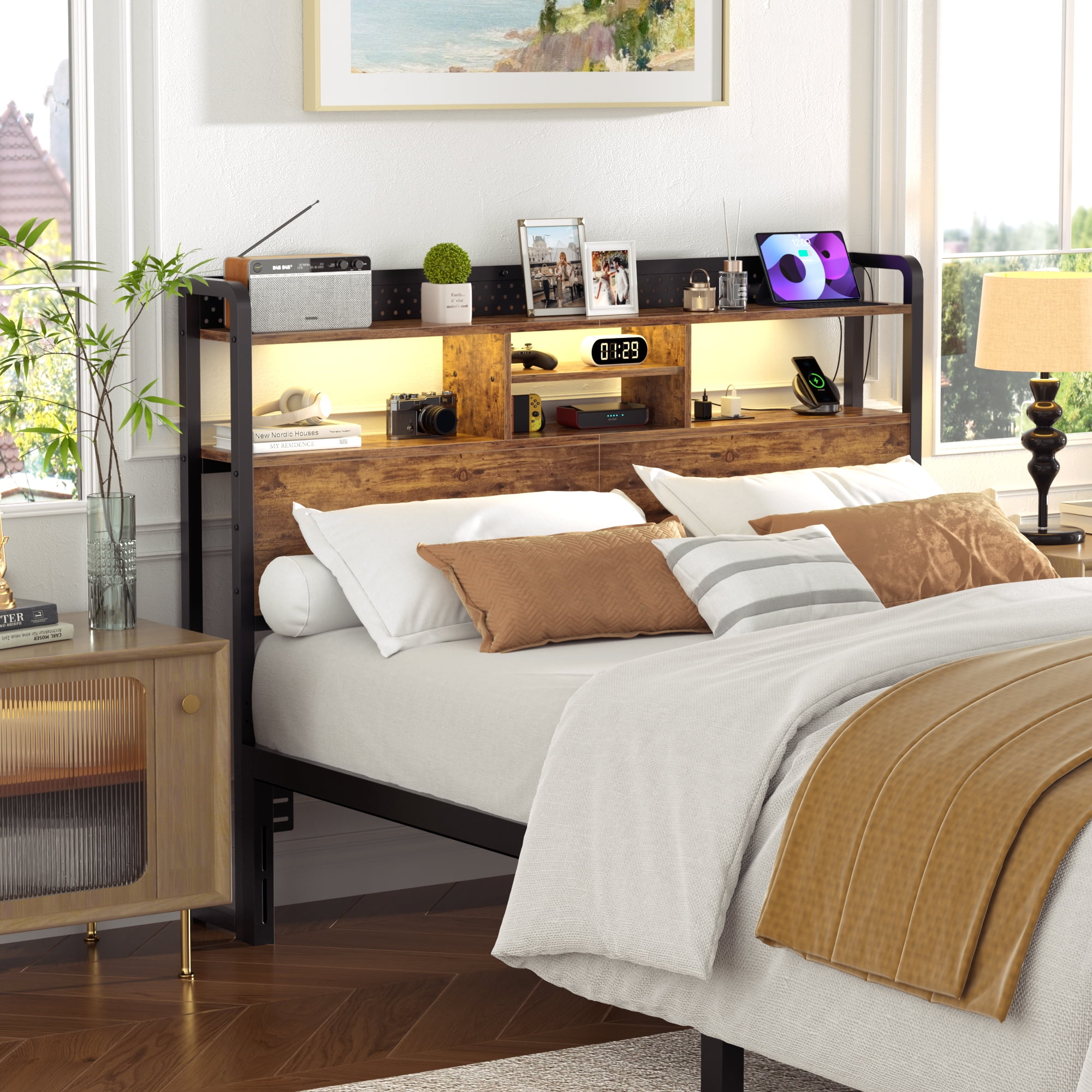 iSunirm Queen Headboard Only, Headboard for Queen Size Bed with Outlets ...