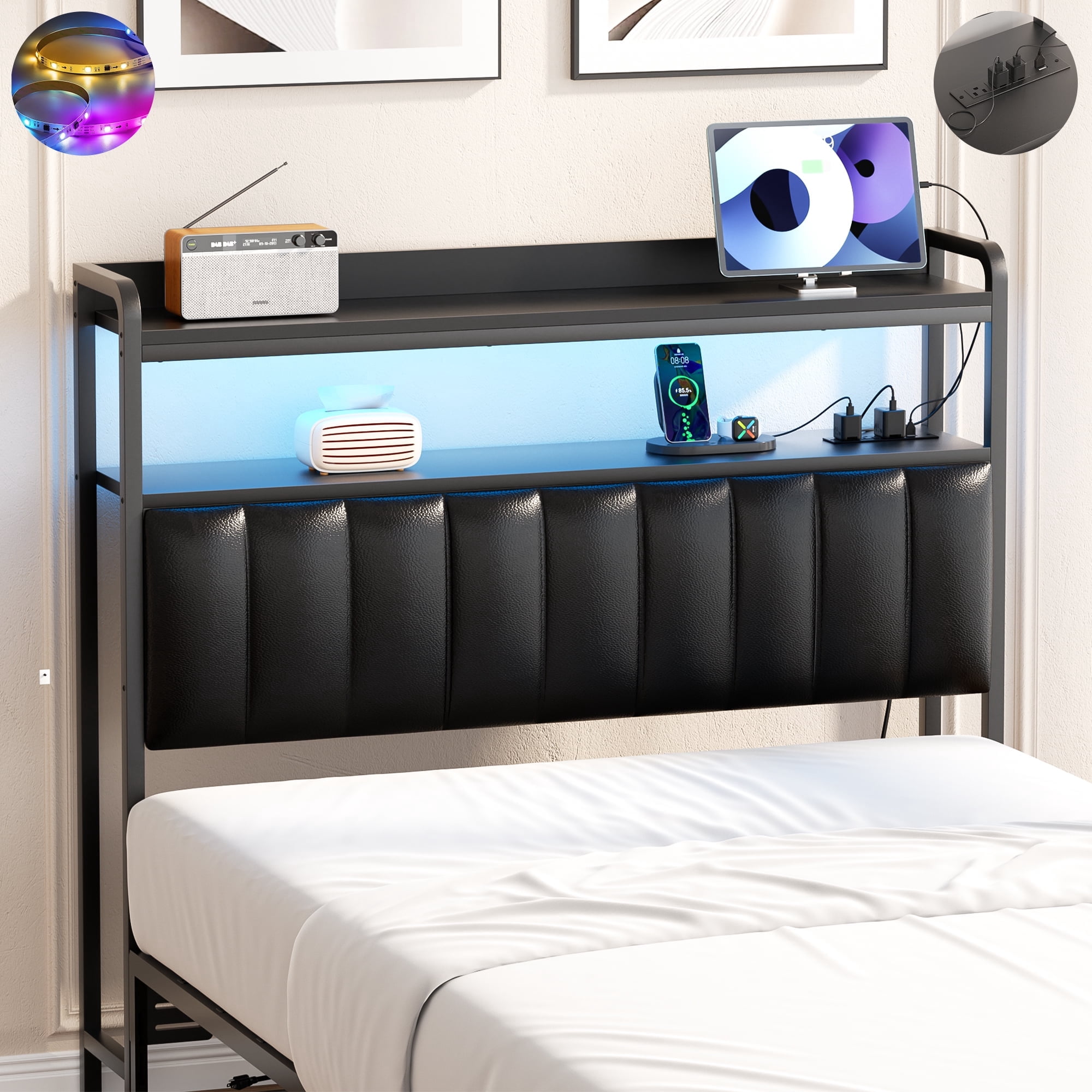 iSunirm Upholstered Headboard for Twin Size Bed, Head Board with Power ...