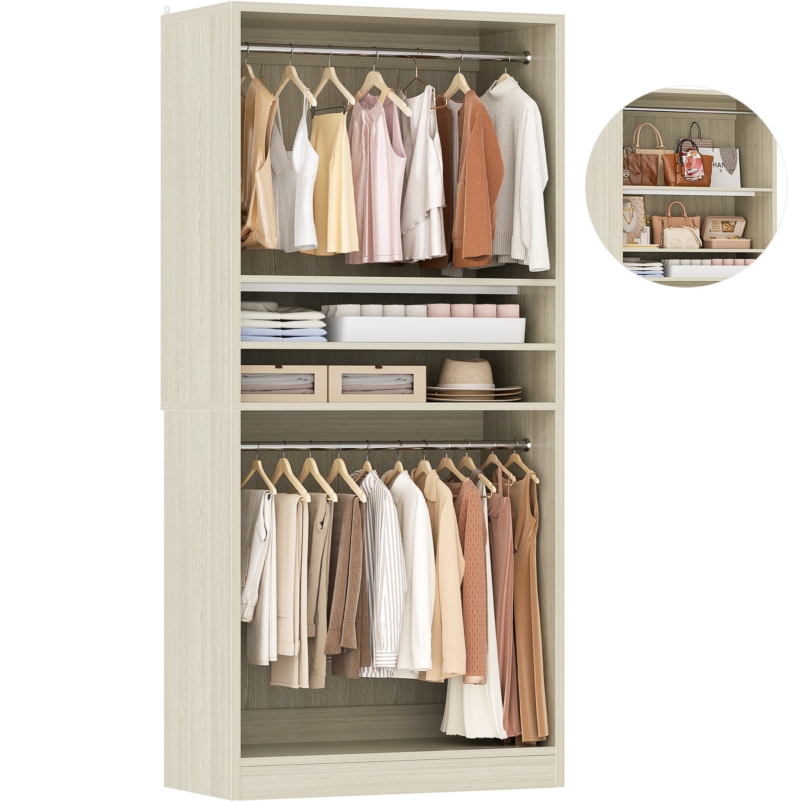 iSunirm Upgraded 36" Walk-in Closet System, Extended 36" Clothing ...