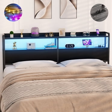 Homieasy Upholstered Headboard for Full Size Bed Frame with Storage ...