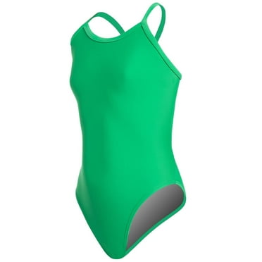 iSwim Essential Solid Wide Strap One Piece Swimsuit, High Cut, Unpadded ...
