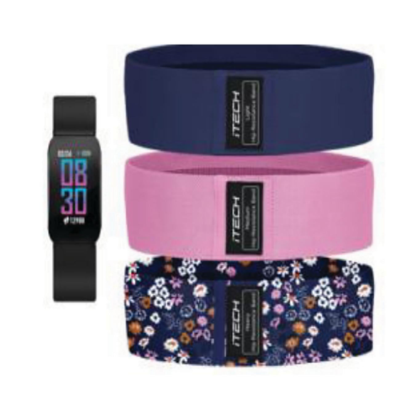 Itech Active Black Unisex Adult Fitness Tracker Smartwatch Bundle w/ 3 ...