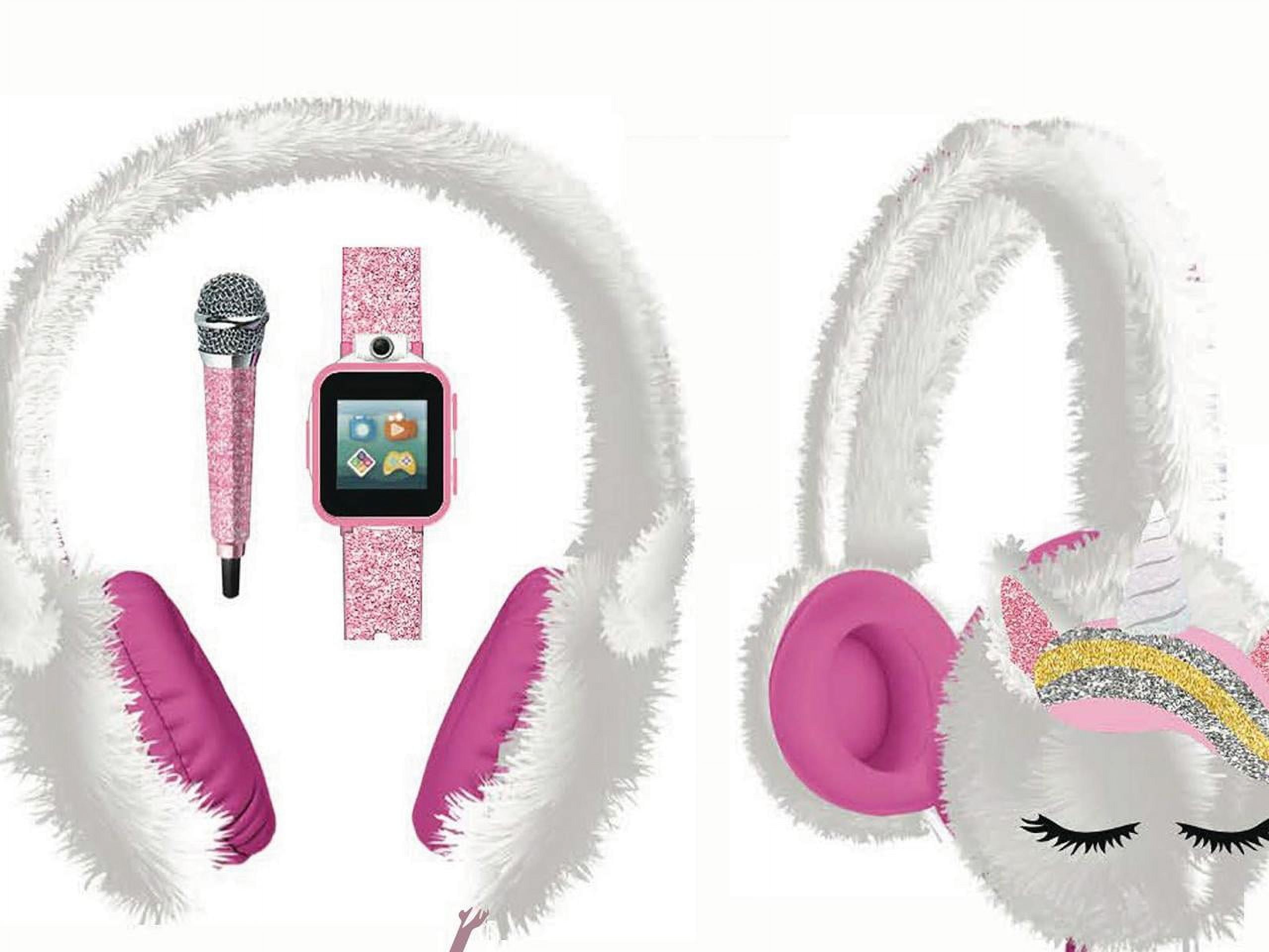 iTECH Jr Kids Smartwatch With Mini Mic & Headphones, Pink Glitter Strap ...