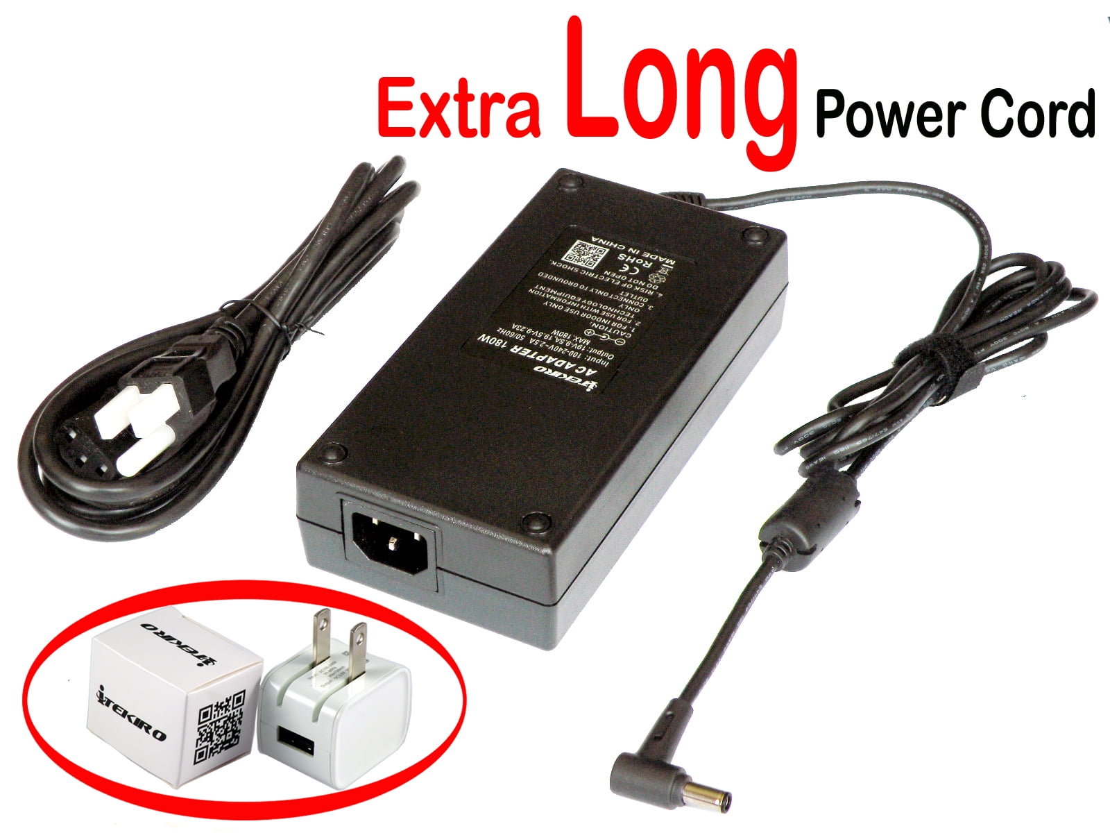 iTEKIRO 180W AC Adapter for MSI GF75 Thin 10UE 10UEK, Pulse GL66 GL76 ...