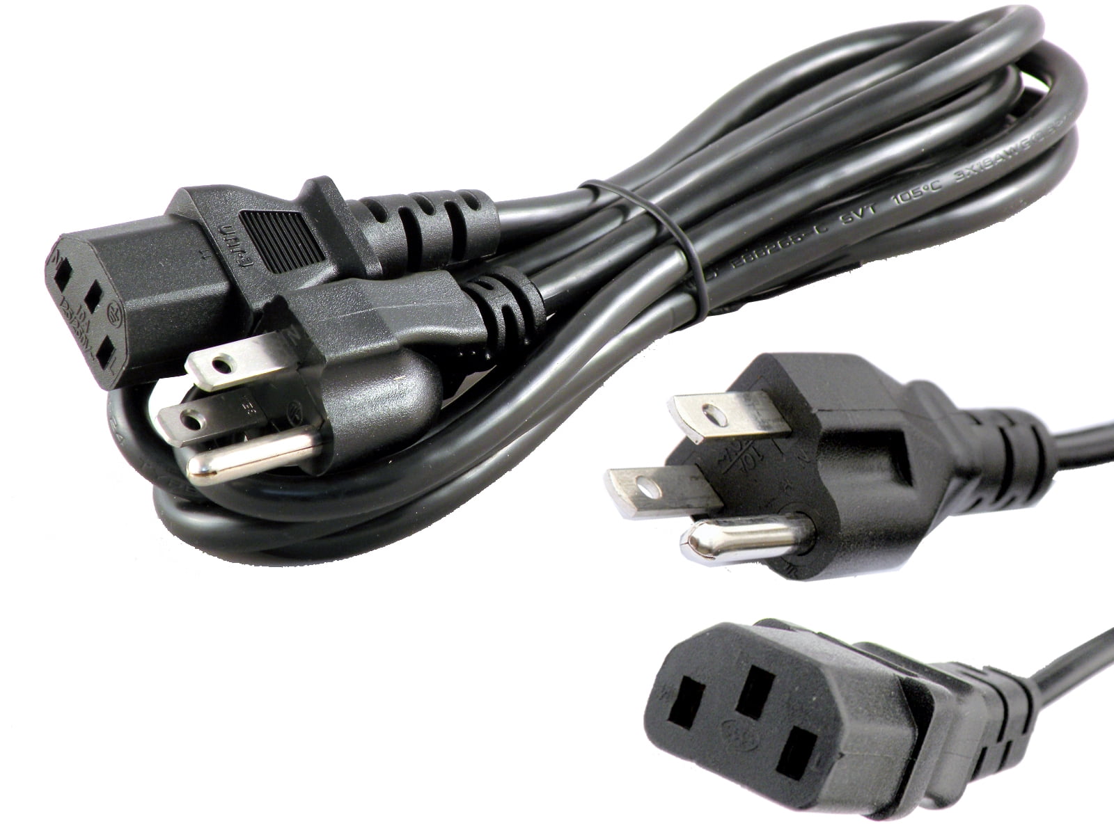 iTEKIRO 6 ft 3-Prong AC Power Cord for Computers, Monitors, Printers ...