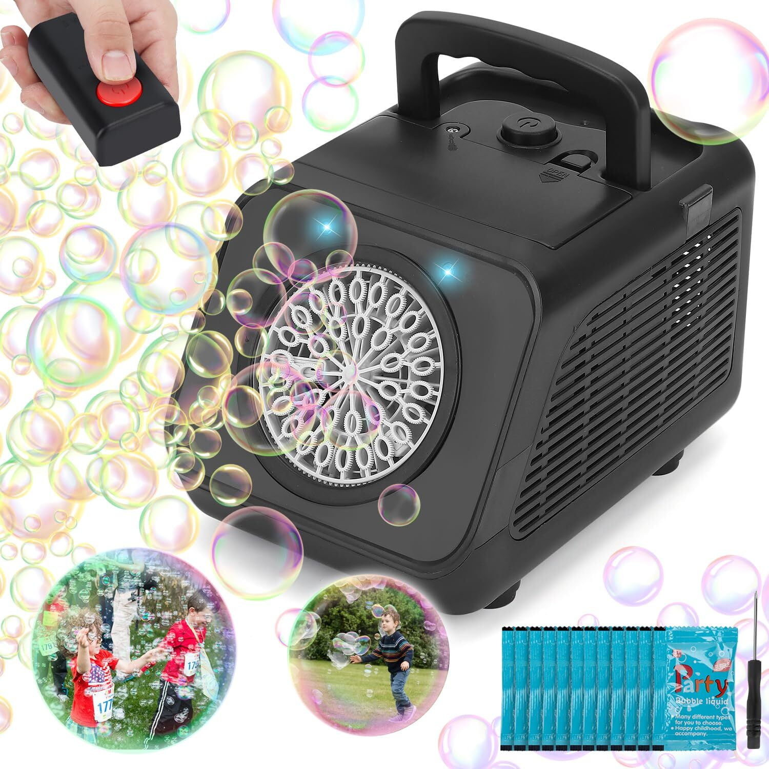 iTOYiFUN Bubble Machine with Remote Control, 2 Speed Levels, 18000 ...