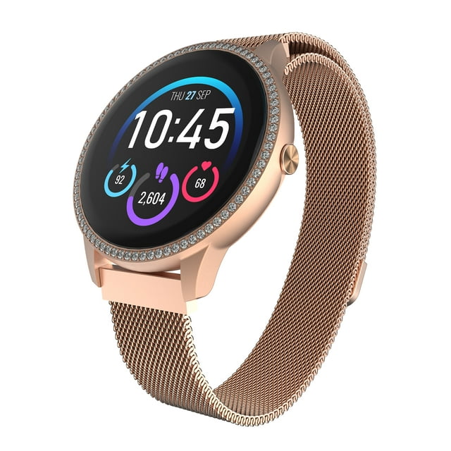 iTech Elite 3 Unisex Adult Round Smart Watch, Rose Gold, Silicone Strap ...