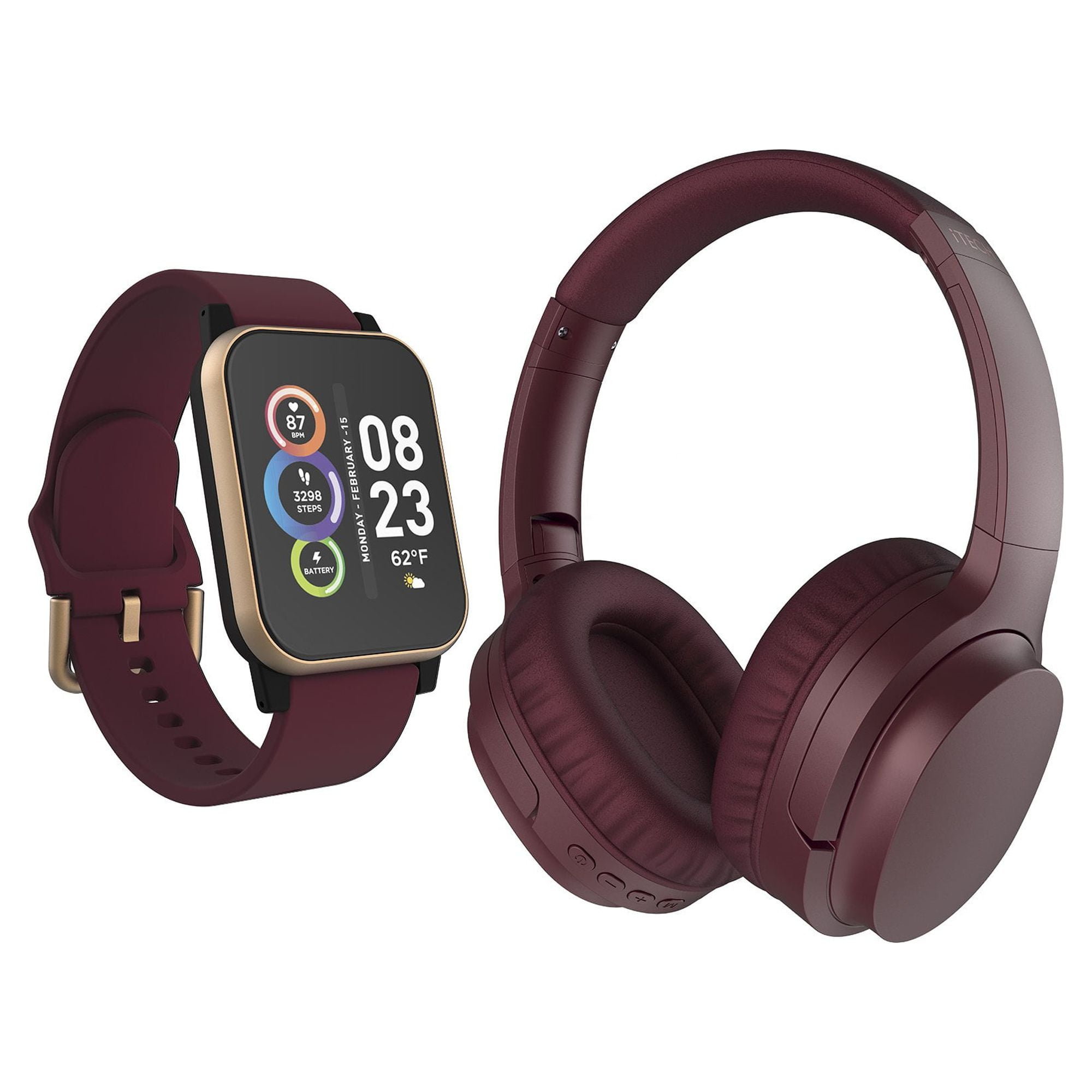 iTech Fusion 2 (GPS) 40mm Burgundy Aluminum Case with Black Sport Band ...
