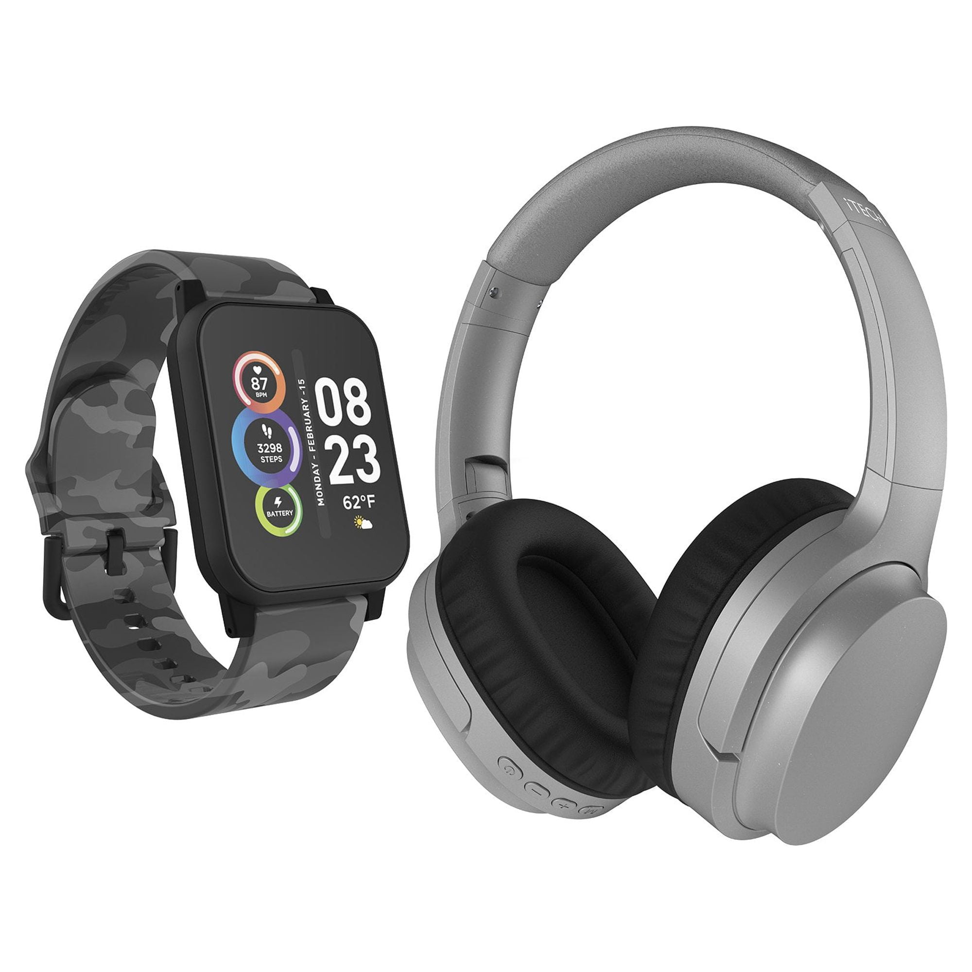 iTech Fusion 2 (GPS) 40mm Grey Camo Case with Black Sport Band ...