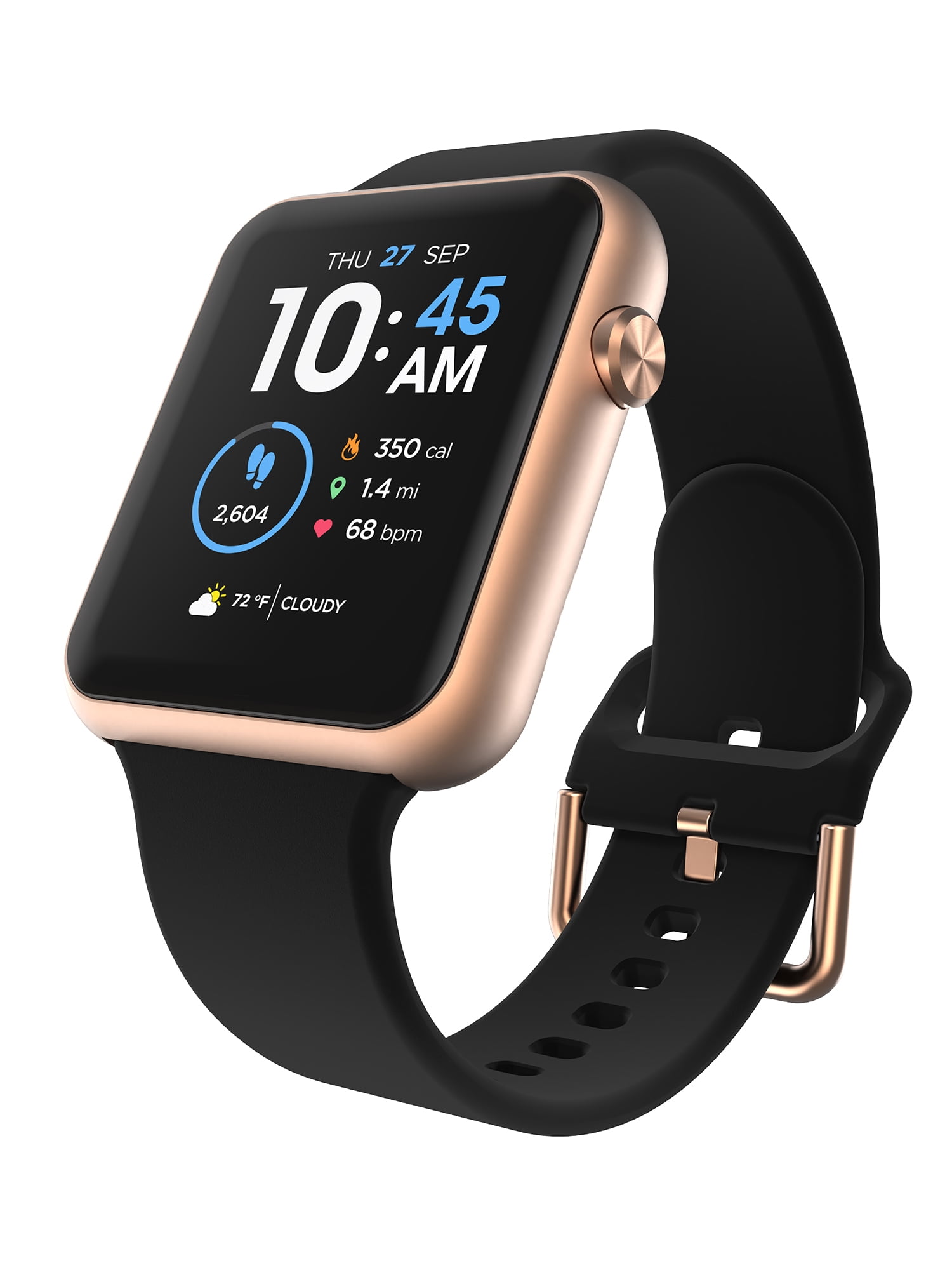 iTech Fusion 3 Unisex Adult Rectangular Smart Watch, Black, Silicone ...