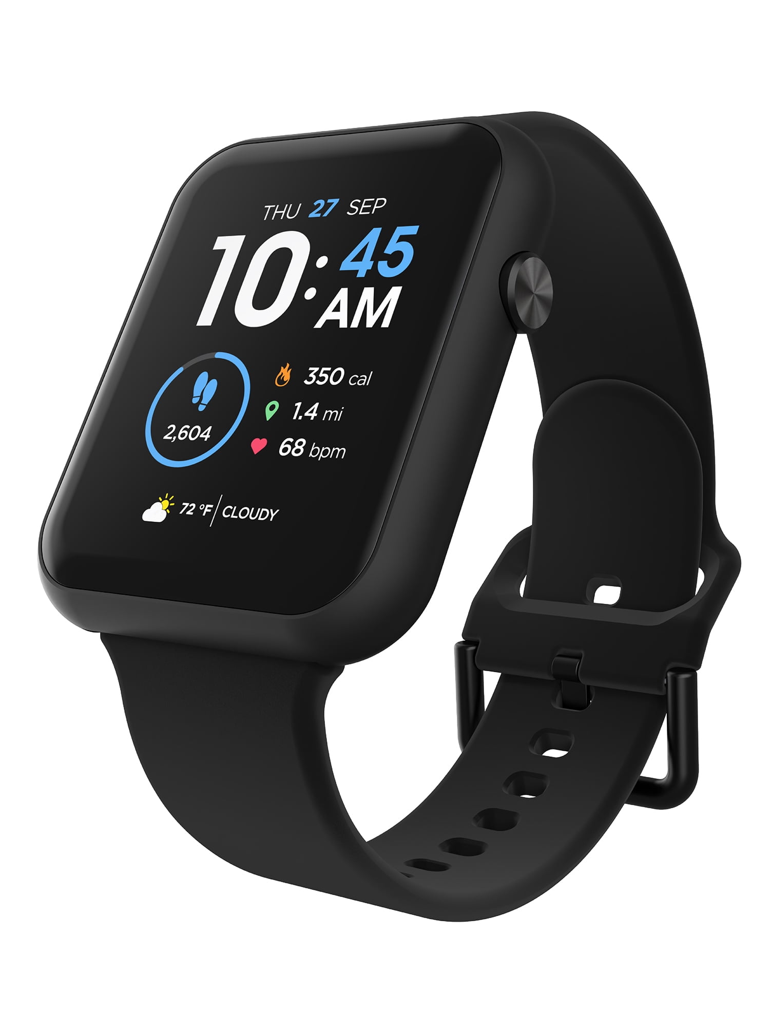 iTech Fusion 3 Unisex Adult Rectangular Smart Watch, Black, Silicone Strap - Walmart.com