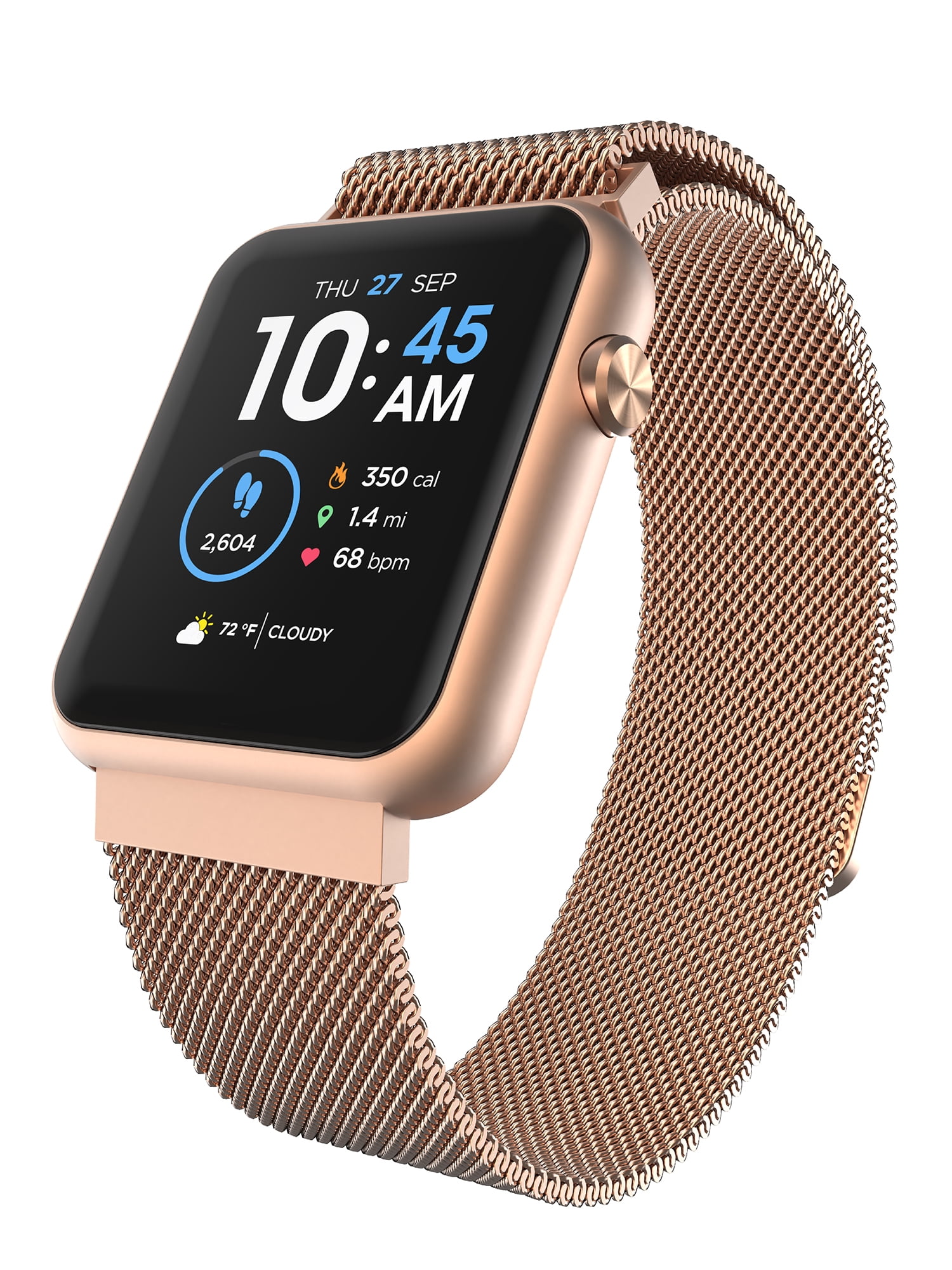 iTech Fusion 3 Unisex Adult Rectangular Smart Watch, Rose Gold, Mesh ...