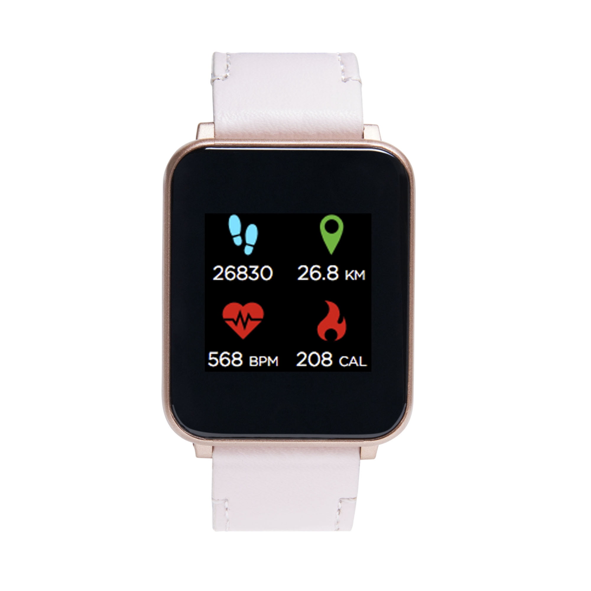 iTech Fusion Leather Strap Smart Watch, Blush/Rose Gold - Walmart.com