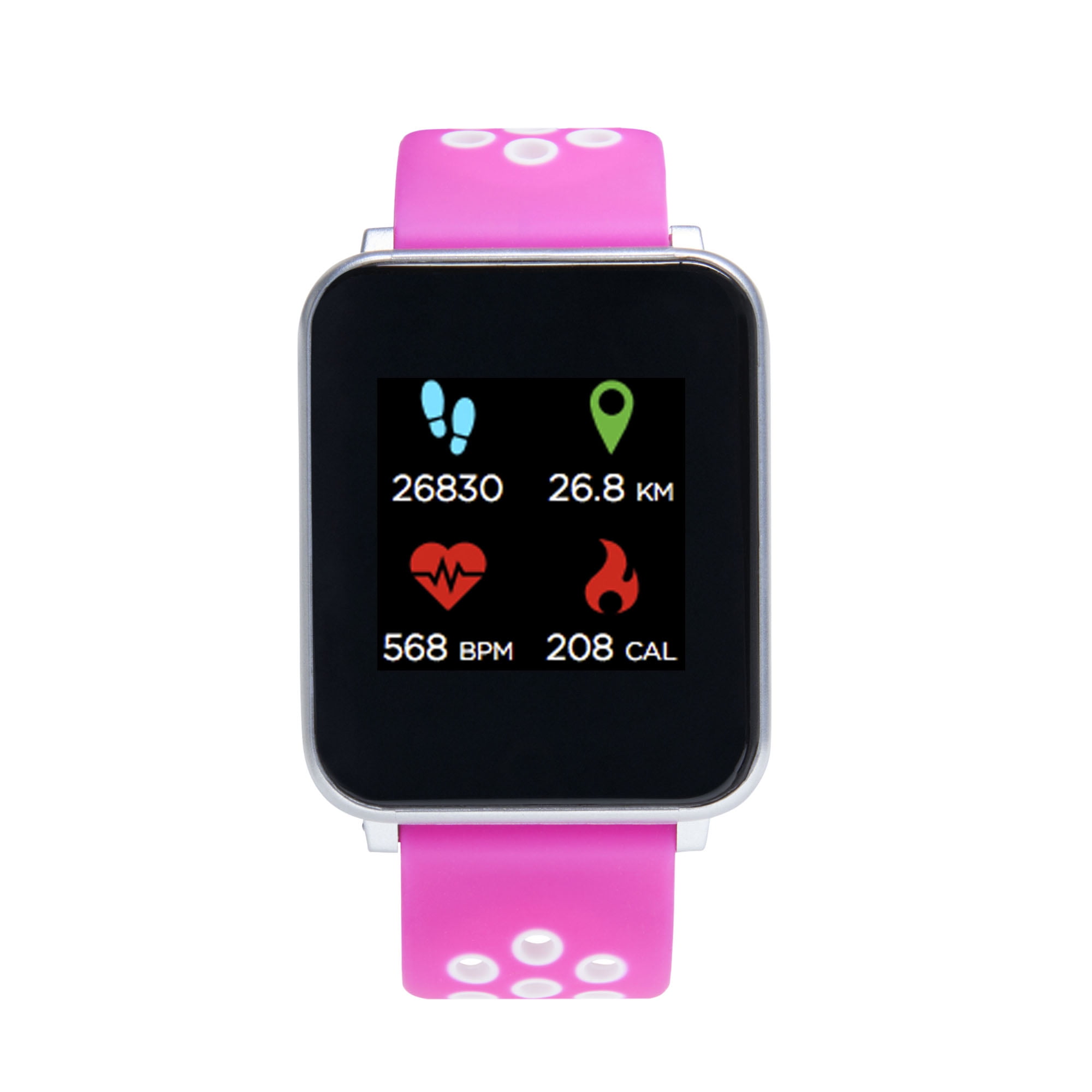 iTech Fusion Perforated Silicone Strap Smart Watch, Color: Fuchsia ...