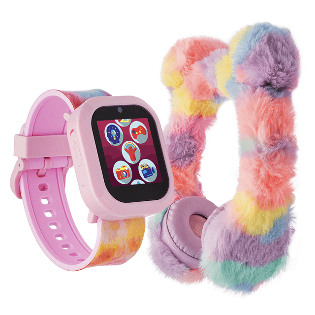 Free Shipping! iTech Jr Kids Girls Fuzzy Pastel Pom Balls Silicone Smartwatch with On Ear ...