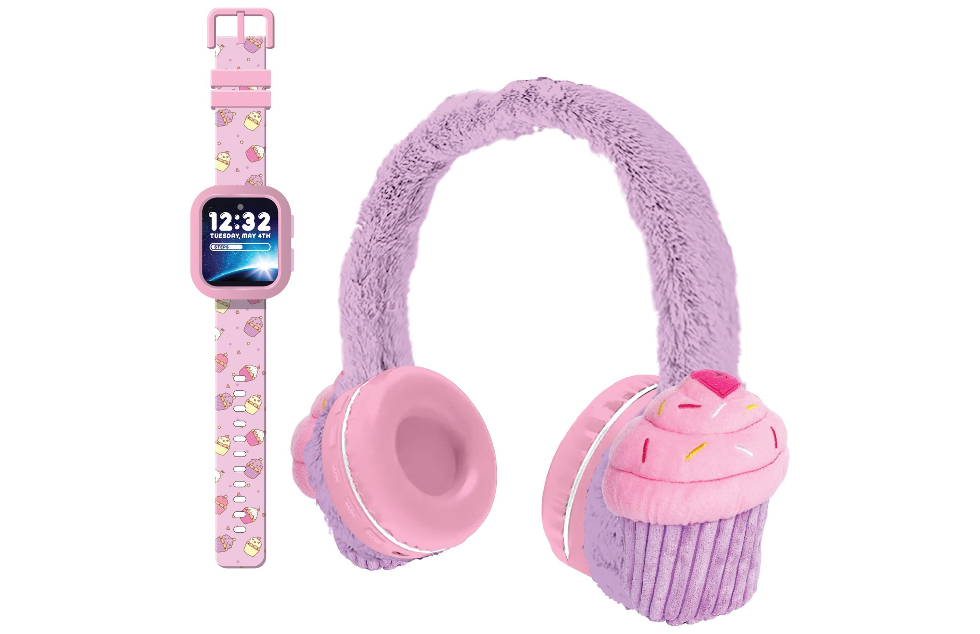 iTech Jr Kids Girls Fuzzy Purple Cup Cake Silicone Smartwatch with On ...