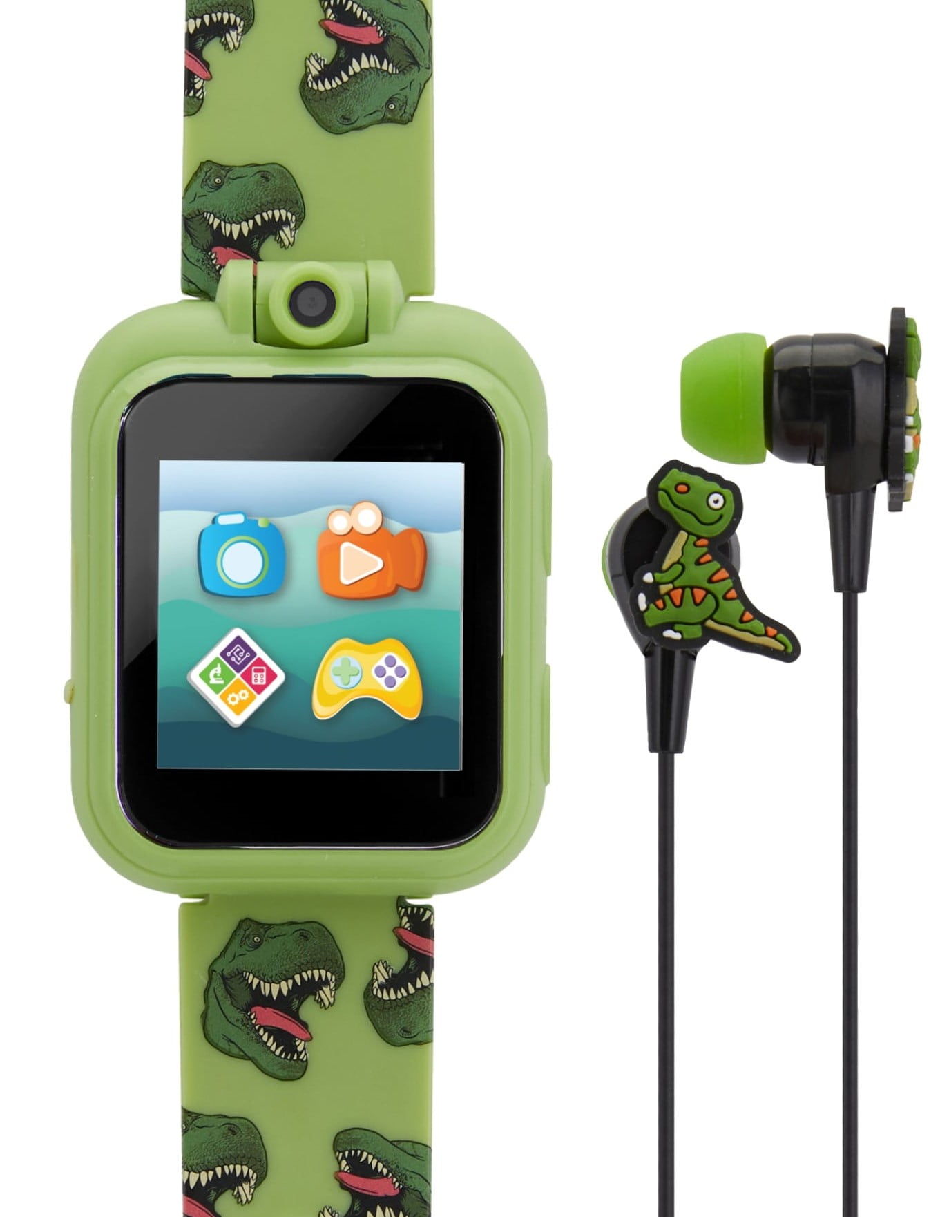 iTech Junior Children's Boys Earbuds & Smartwatch Set - Green Dinosaur ...