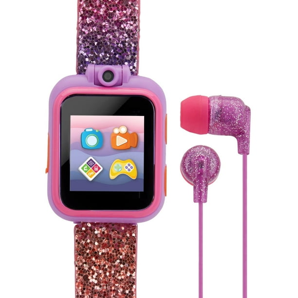 iTech Junior Girls Earbuds & Smartwatch Set - Rainbow Ombre Glitter ...