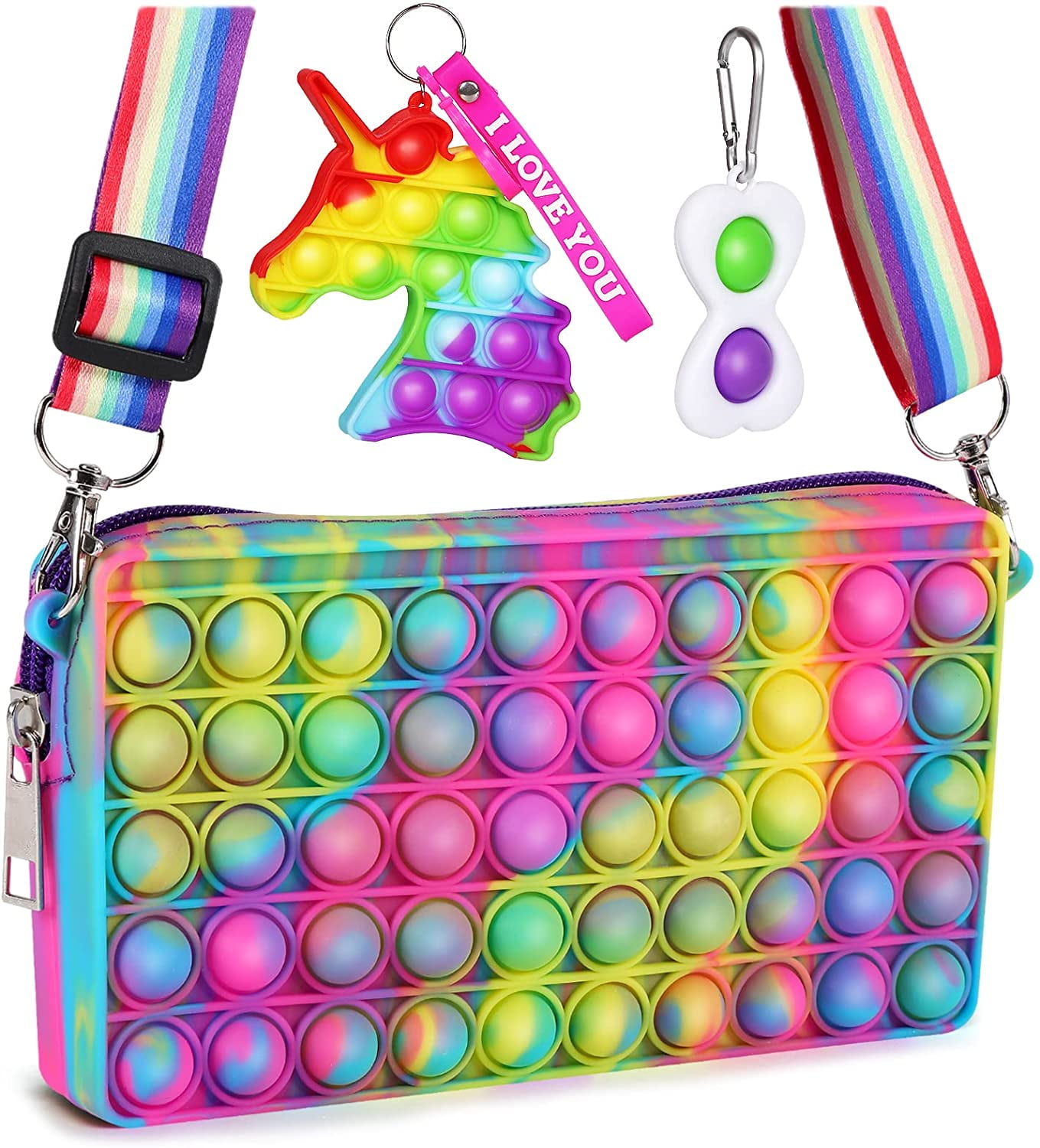 iTechjoy Pop Purse for Girls, Pop Shoulder Bag, Push Bubble Sensory ...