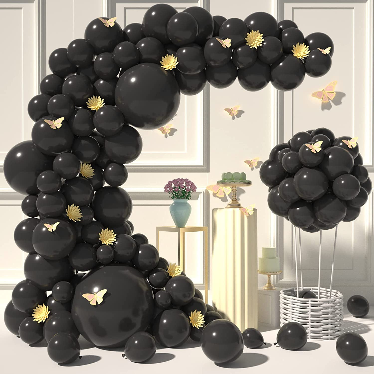 iTi Large Helium Balloons Arch Kit - 120 Pcs Black Balloons for Party ...