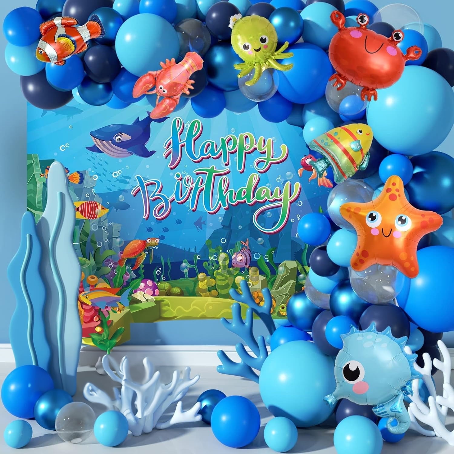 iTi Direct Plastic Ocean Balloon Decorations, Blue, 106 Counts ...