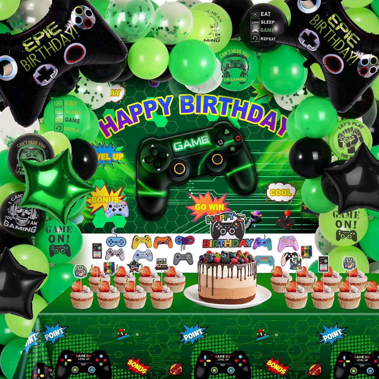 iTi Direct Video Game Birthday Party Decorations - 164PCS Gamer ...