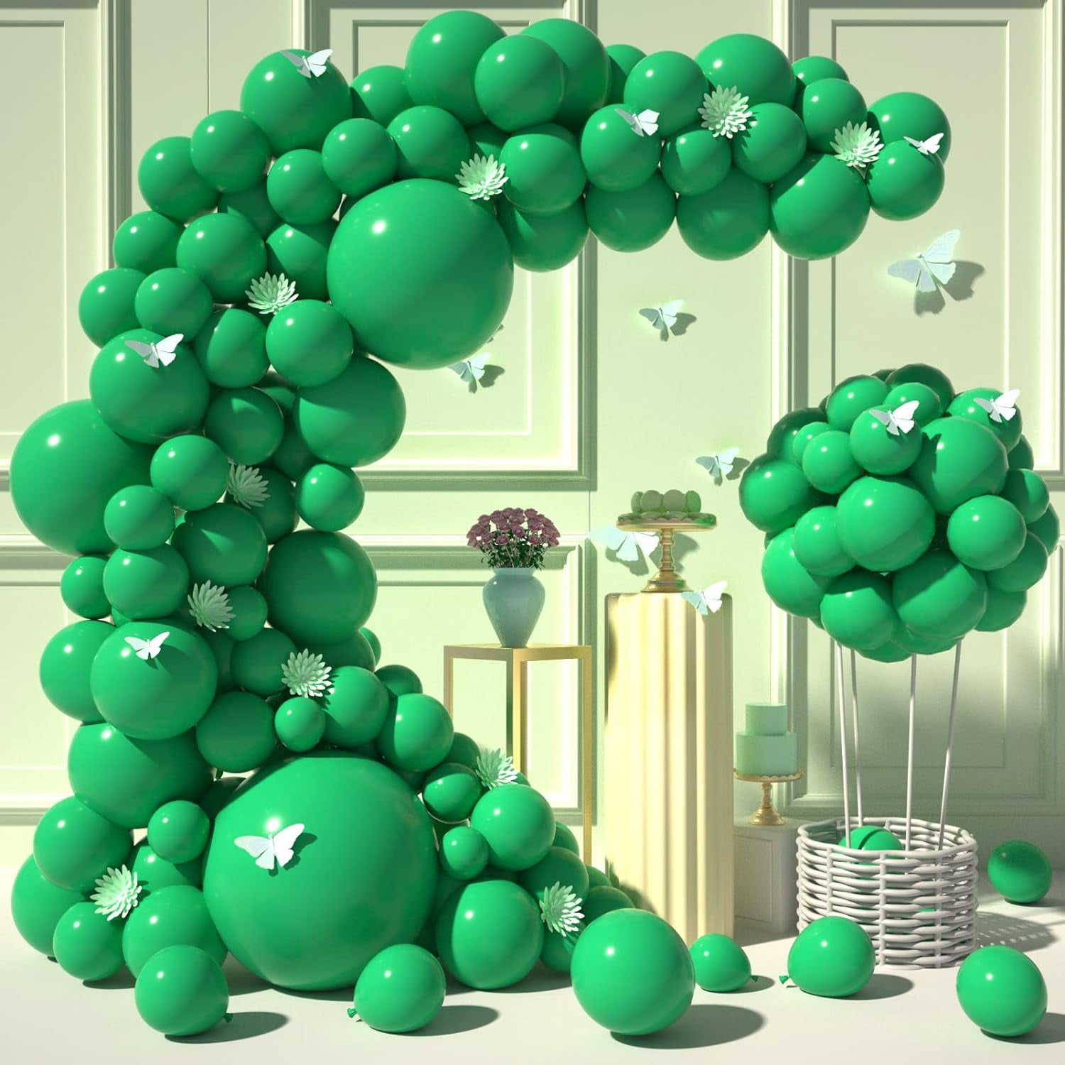 iTi Green Balloons Garland Kit- 120 Pcs 18/10/12/5 Inch Green Balloon ...