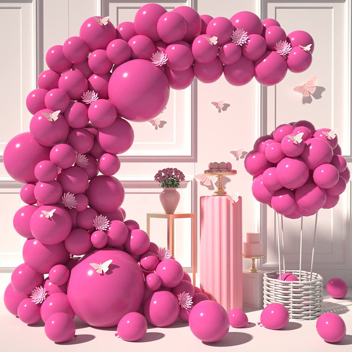 iTi Direct Hot Pink Balloons Garland Kit, 120 Pcs, 18/12/10/5 Inch ...