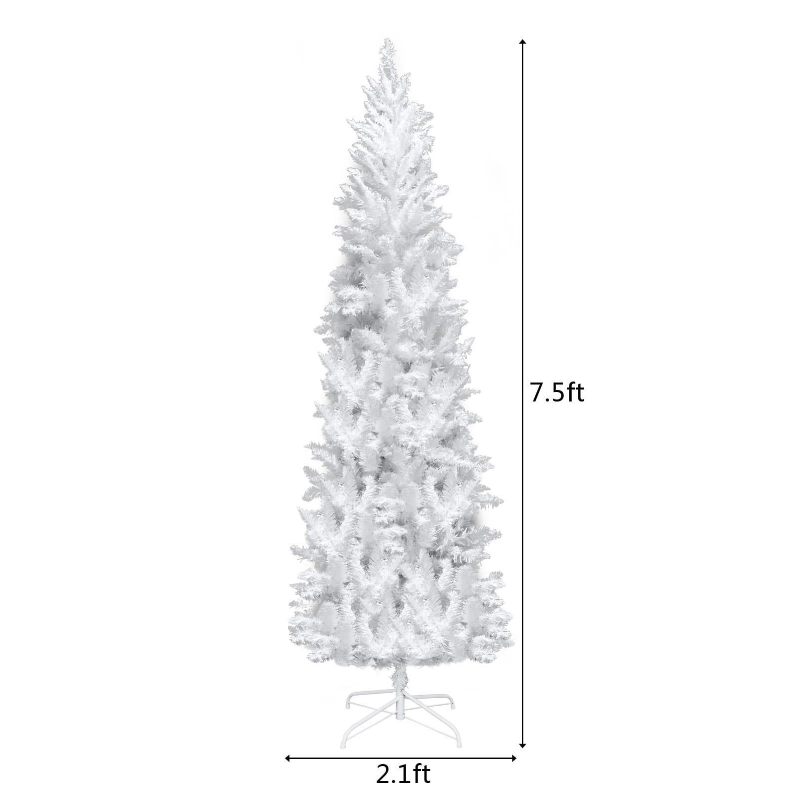 OverPatio 7.5ft Pre-Lit Artificial Christmas Tree, Pencil Pine, White ...