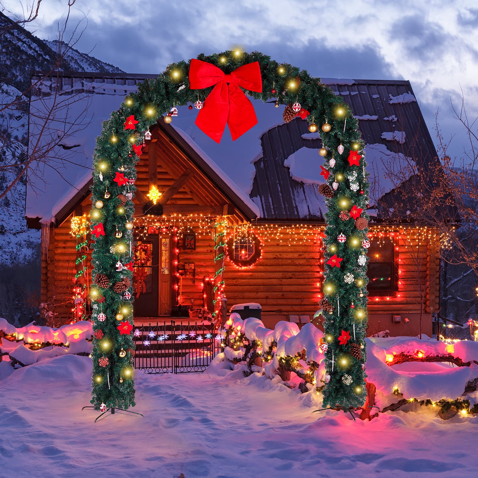 iTopRoad 8.7Ft Christmas Tree Arch Archway Christmas Decorations ,Green ...
