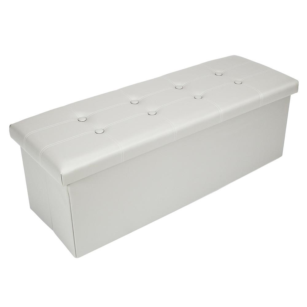 iTopRoad Faux Leather Rectangle Shaped Footstool Folding Storage Gray ...