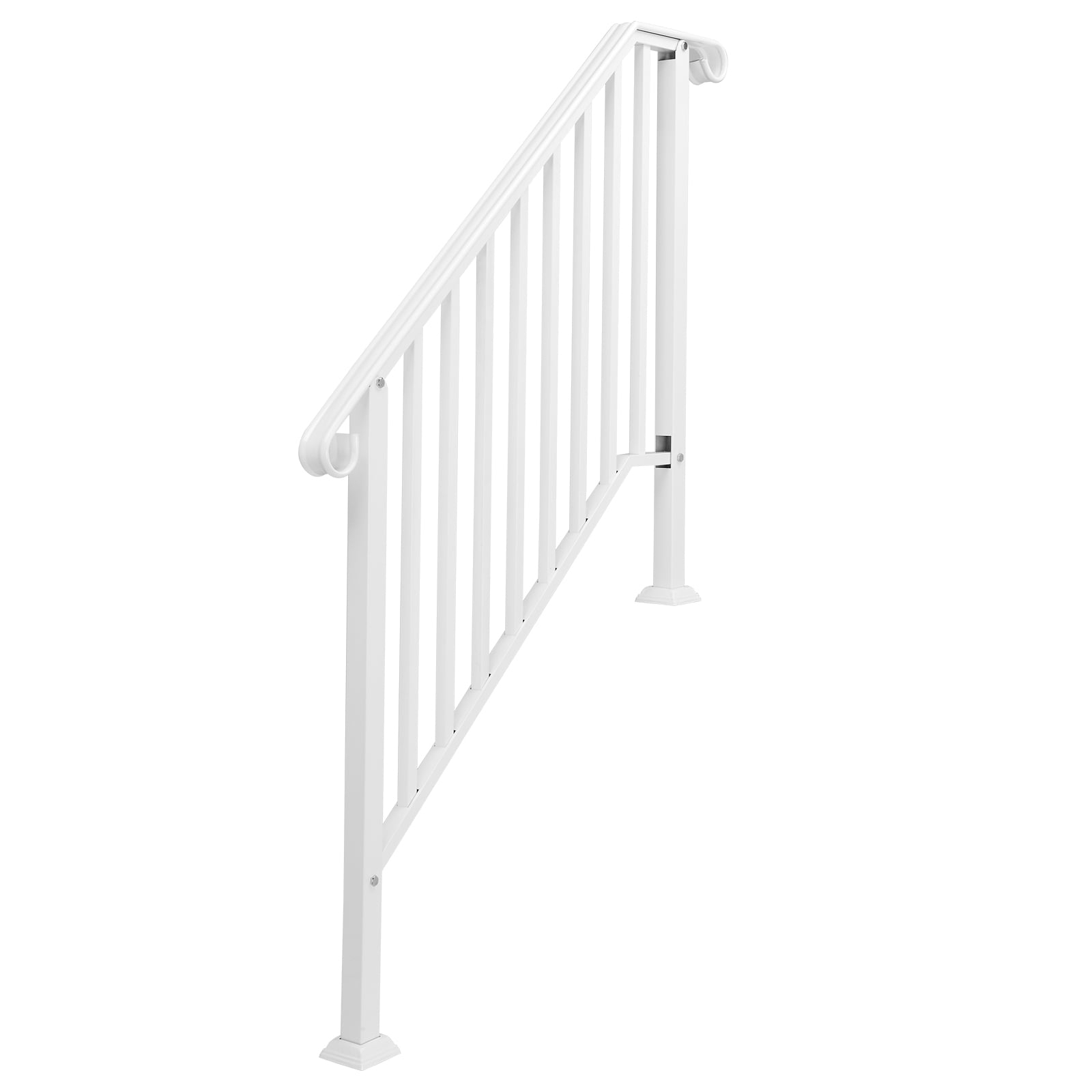 iTopRoad Outdoor 1-4 Step Wrought Iron Picket Handrail White - Walmart.com