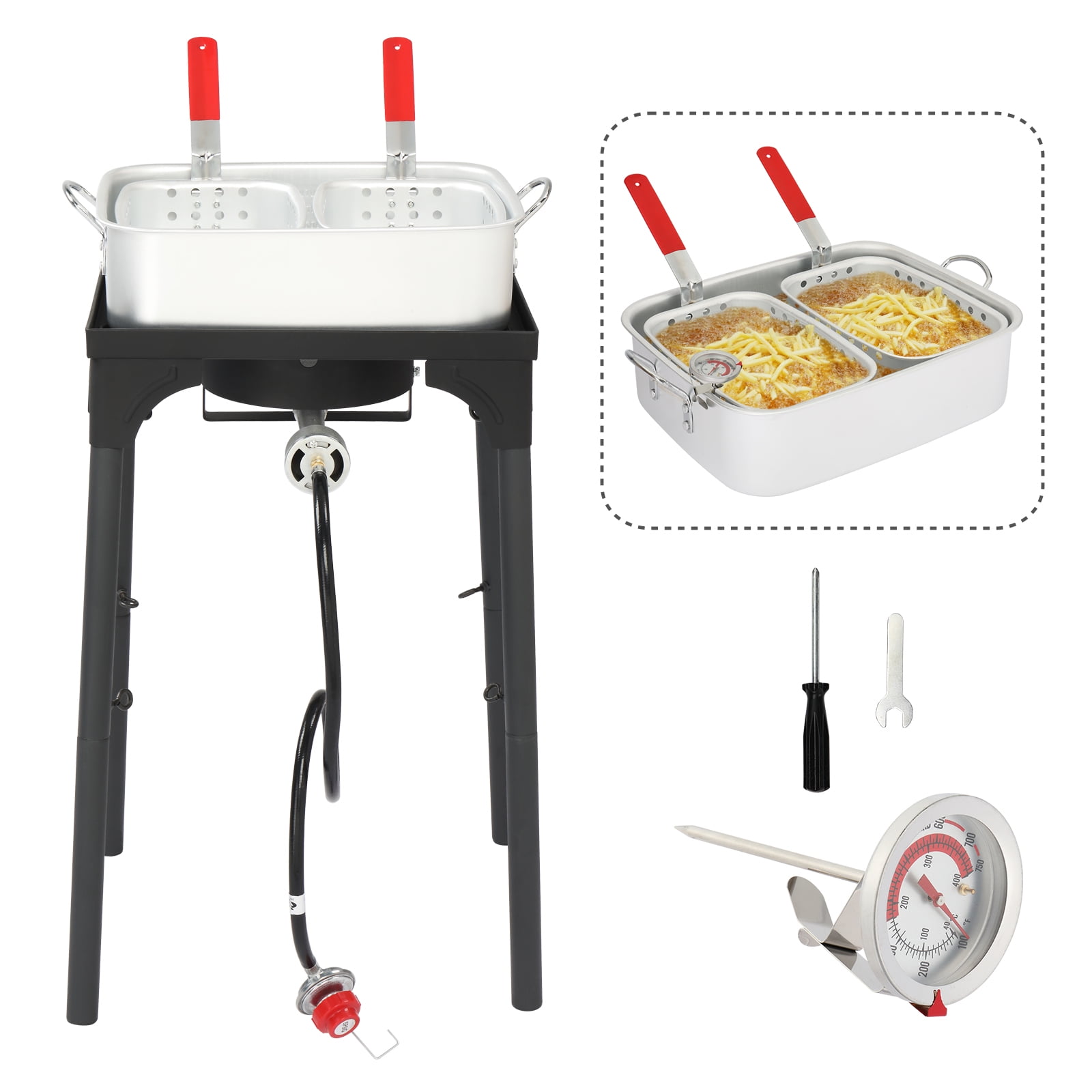 iTopRoad Outside Fish Fryer Kit with Heavy Gauge Aluminum Pots & Basket ...
