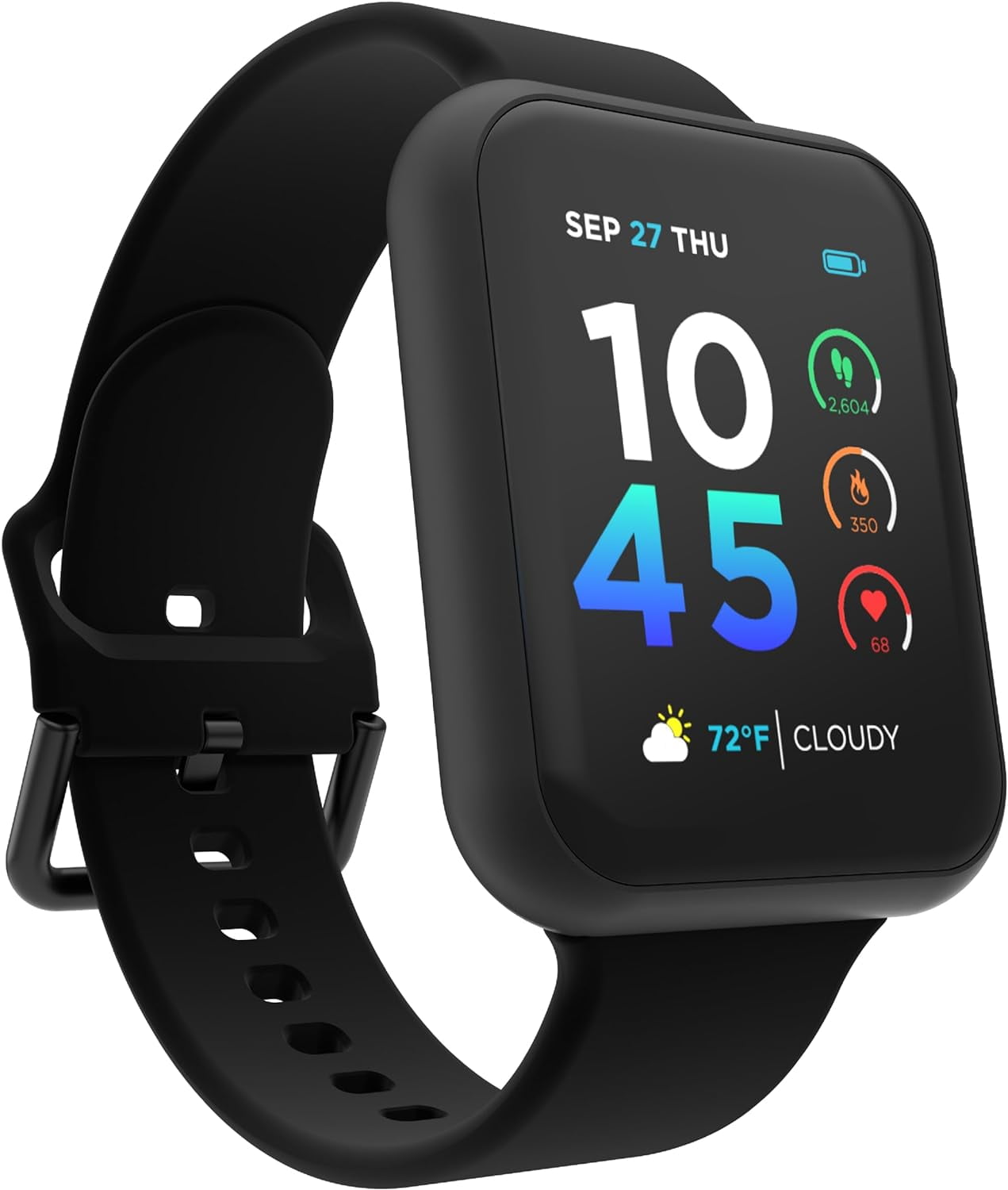 iTouch Air 4 Smartwatch, 46mm Black Case with Black Silicone Band ...