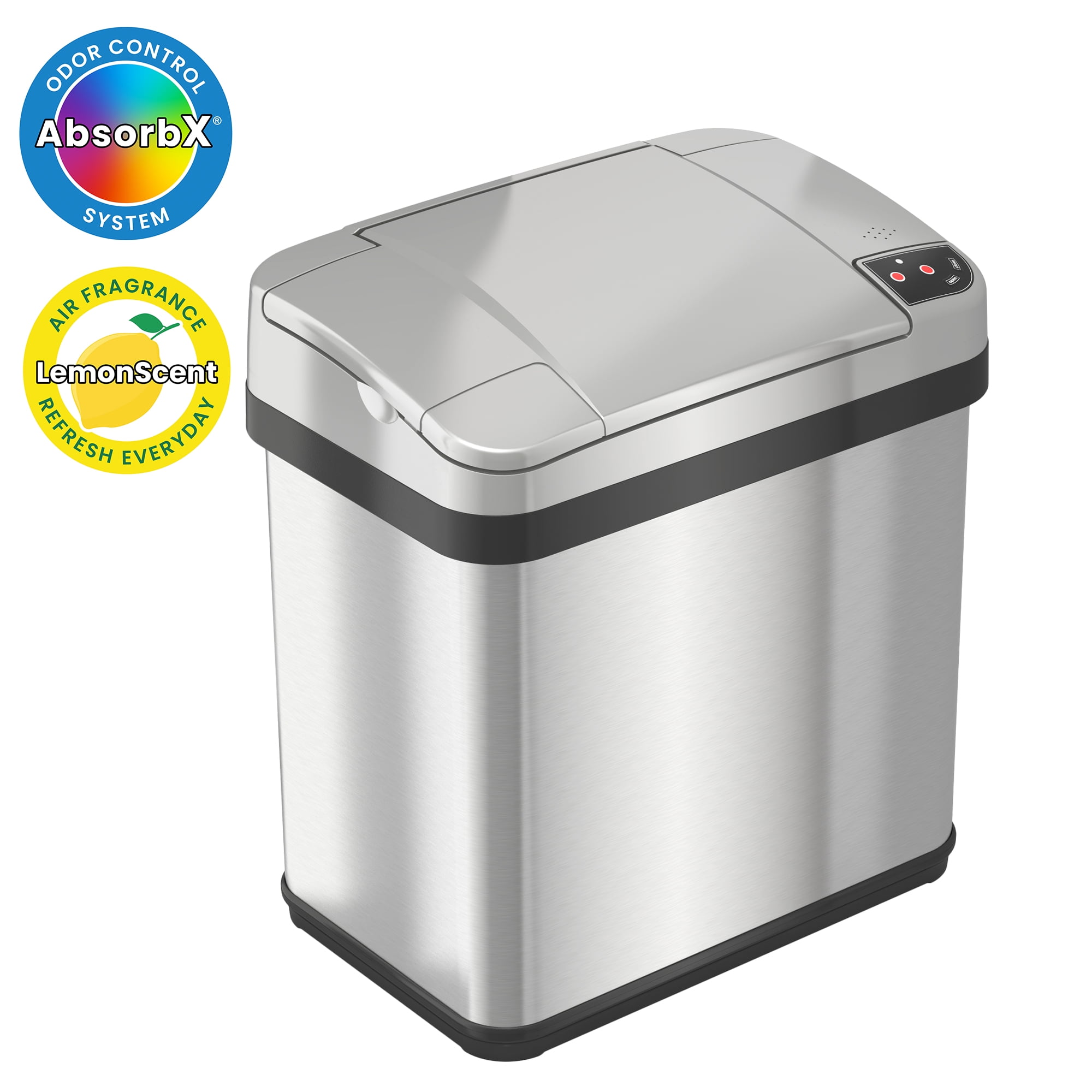 iTouchless 2.5 Gallon Stainless Steel Sensor Trash Can with Carbon ...