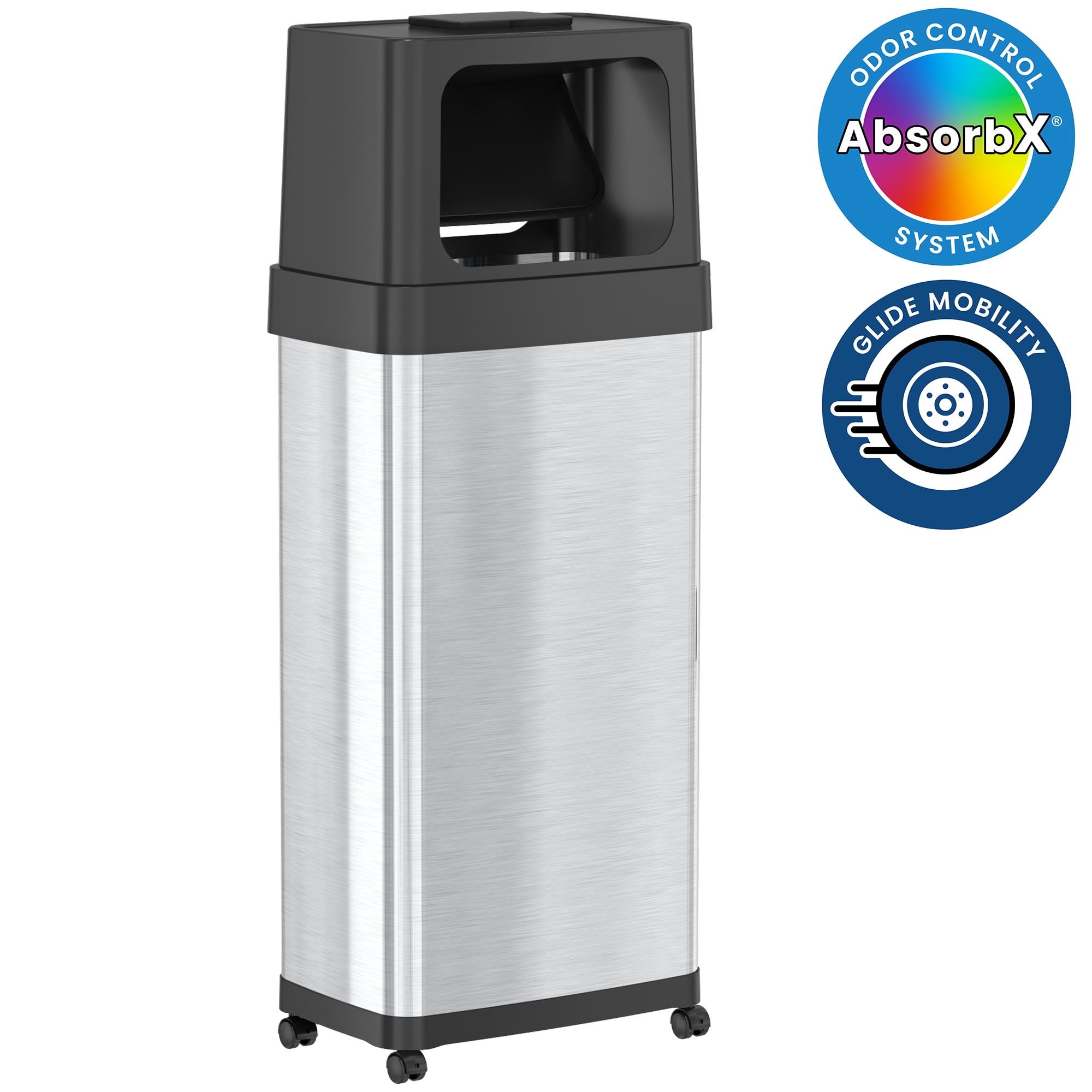 iTouchless Large 24 Gallon Stainless Steel Garbage Bin with Dual Push ...