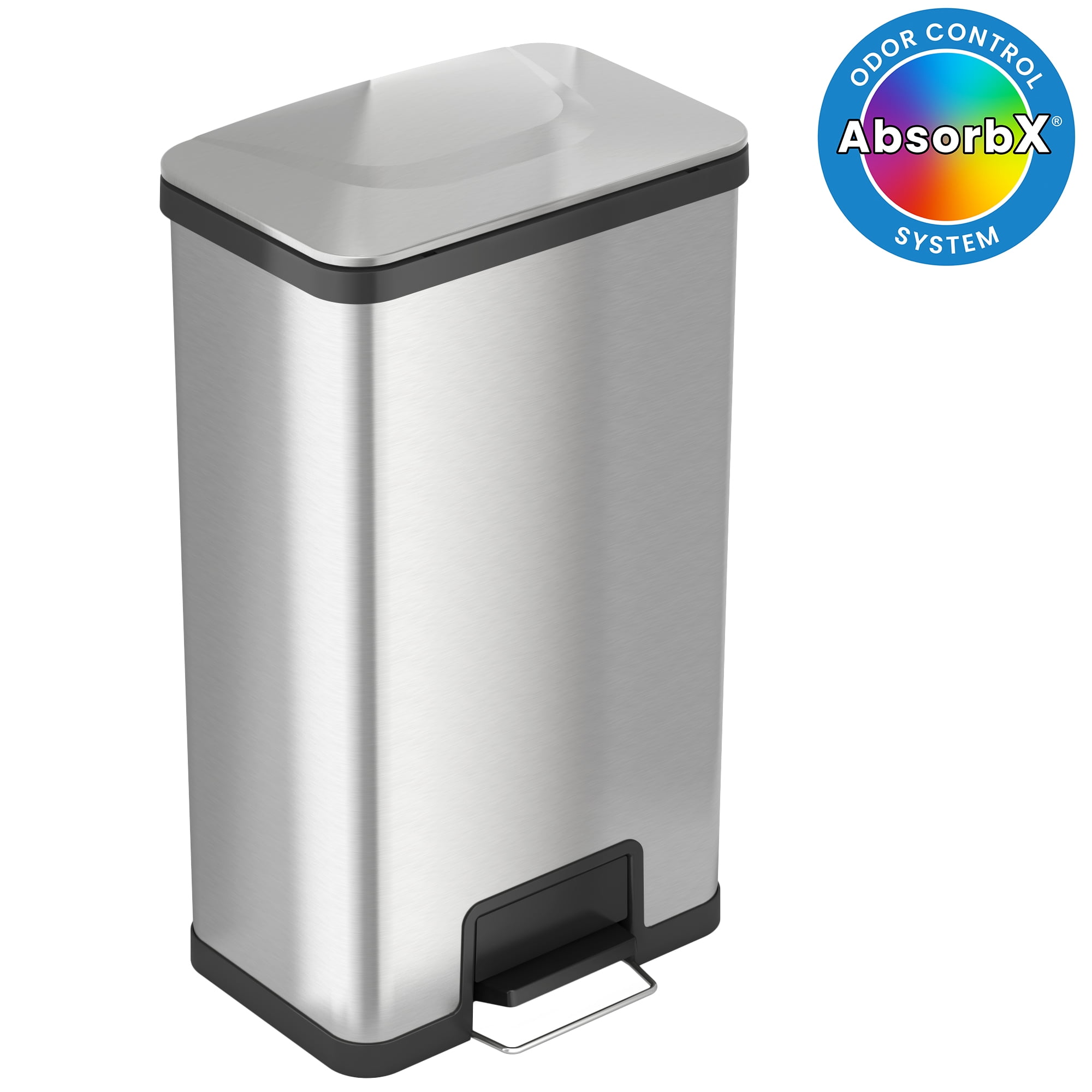 iTouchless AirStep 18 Gallon Step-On Kitchen Stainless Steel Trash Can ...