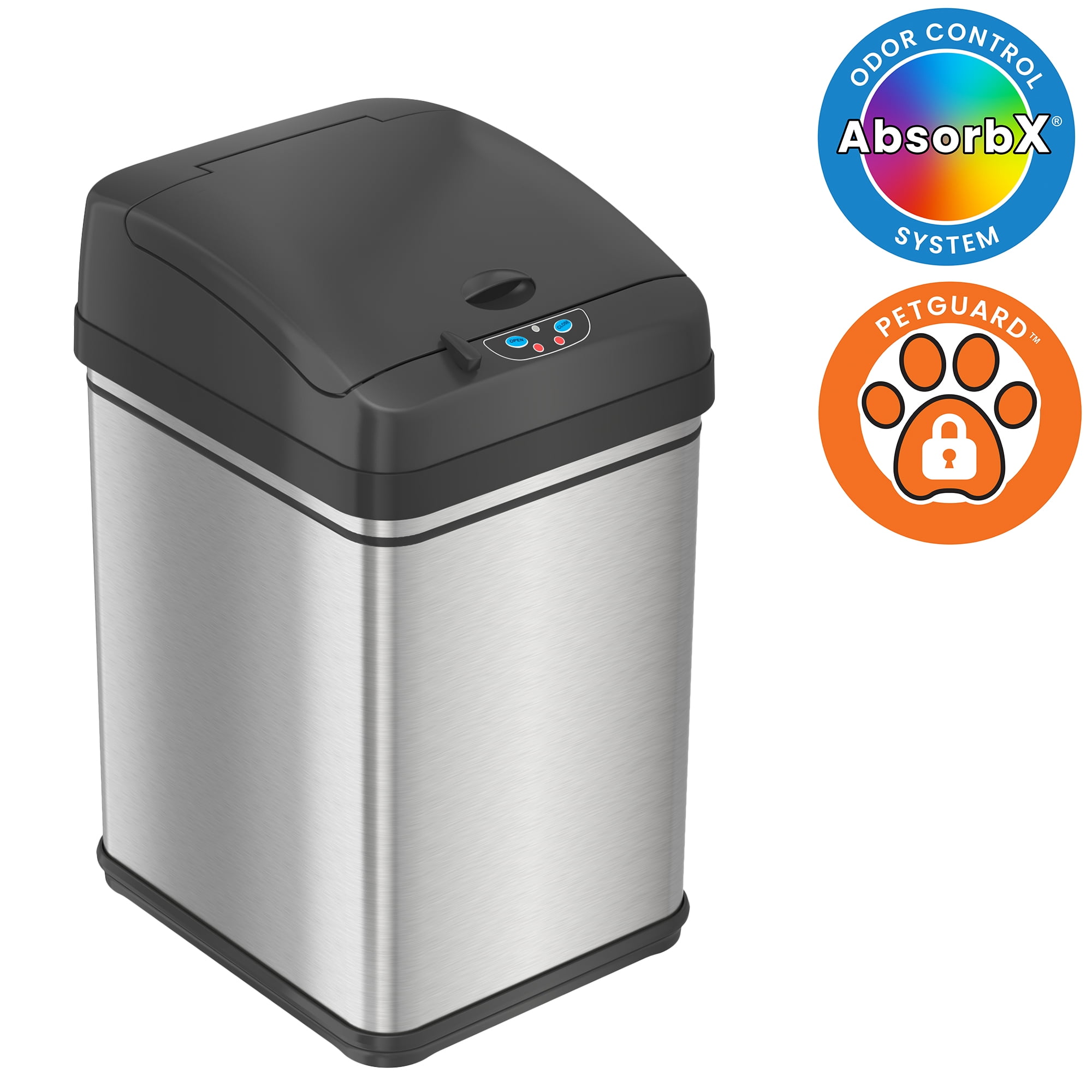 iTouchless Sensor Trash Can with Locking Lid and Odor Filter Silver ...