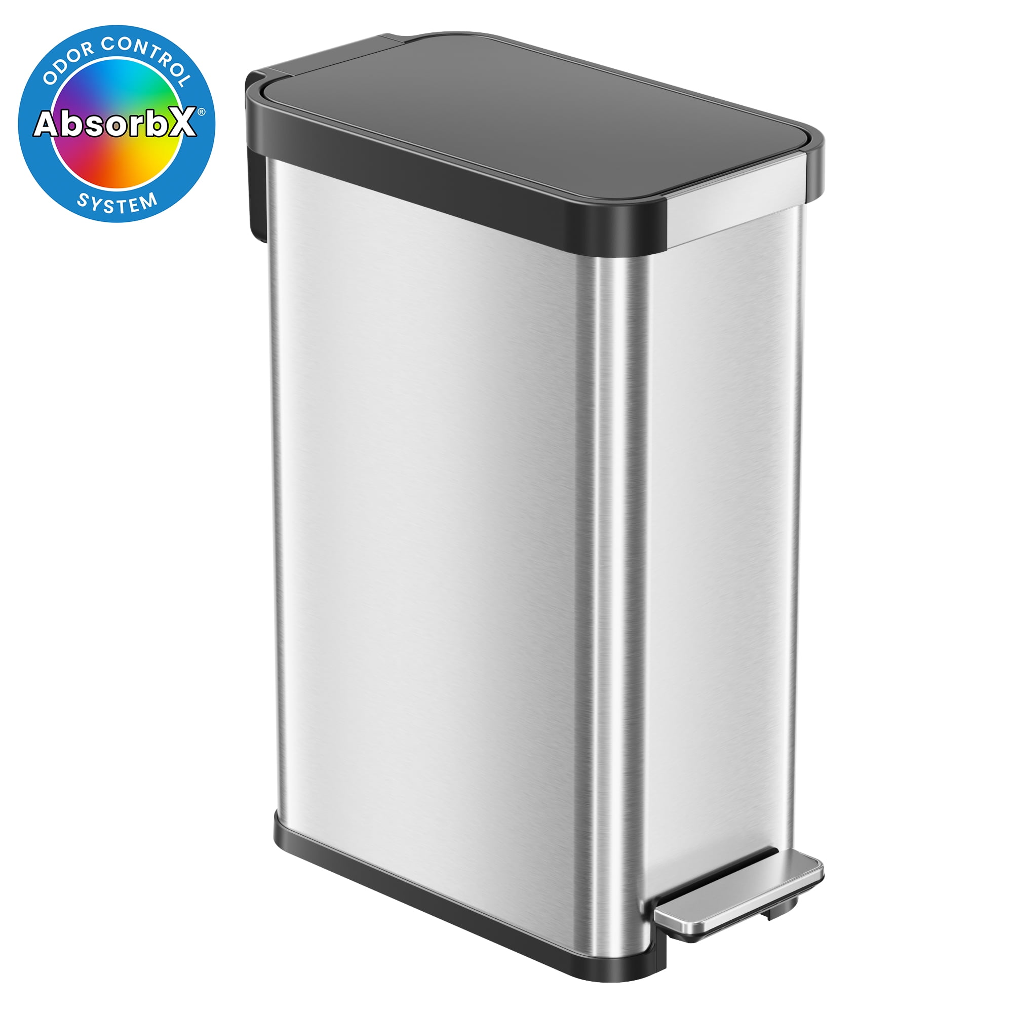 iTouchless SoftStep 13.2 Gal Stainless Steel Slim Step Kitchen Trash ...