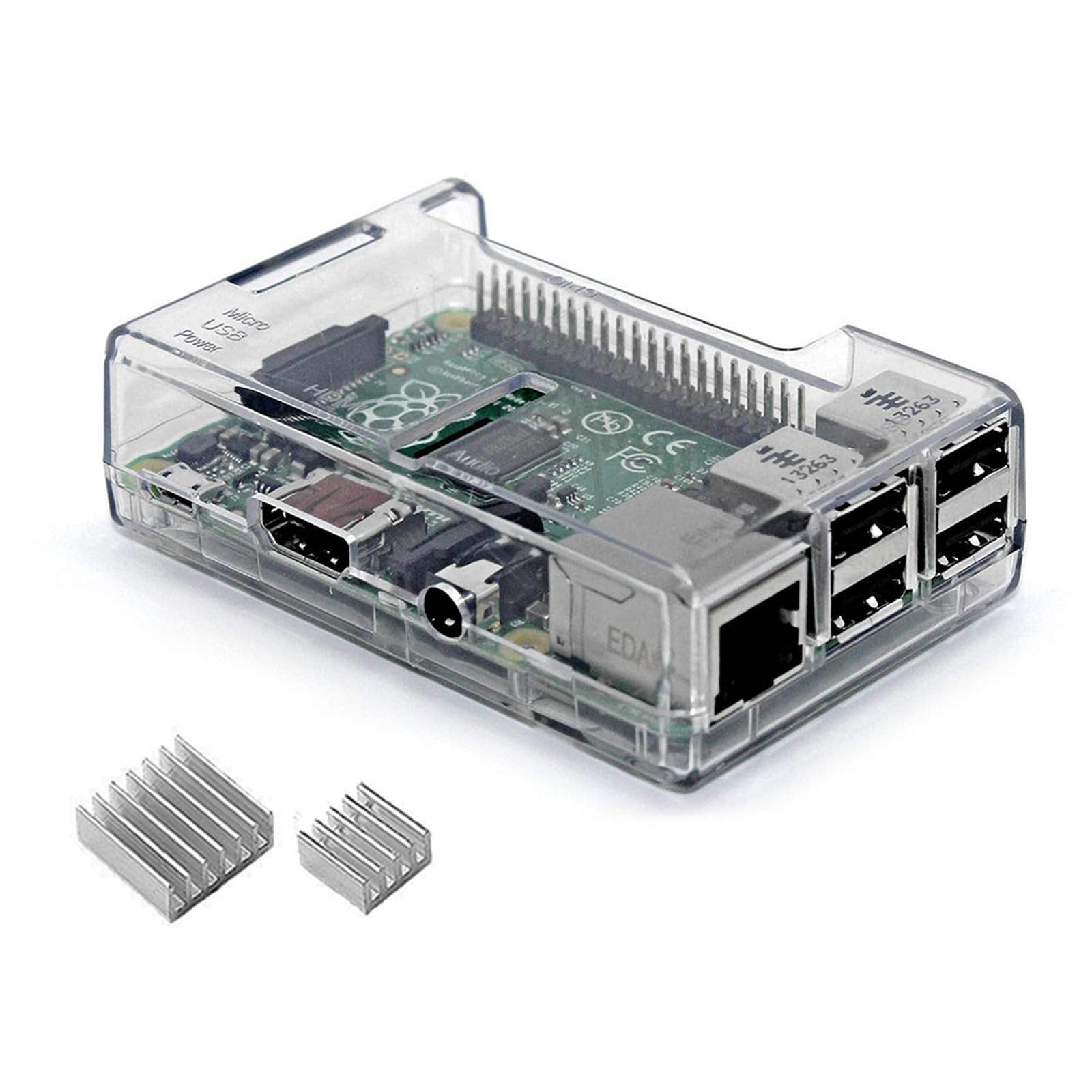 iUniker Raspberry Pi 3B+ RRF12 Case - Transparent with Heatsink - Access to All Ports - Walmart.com
