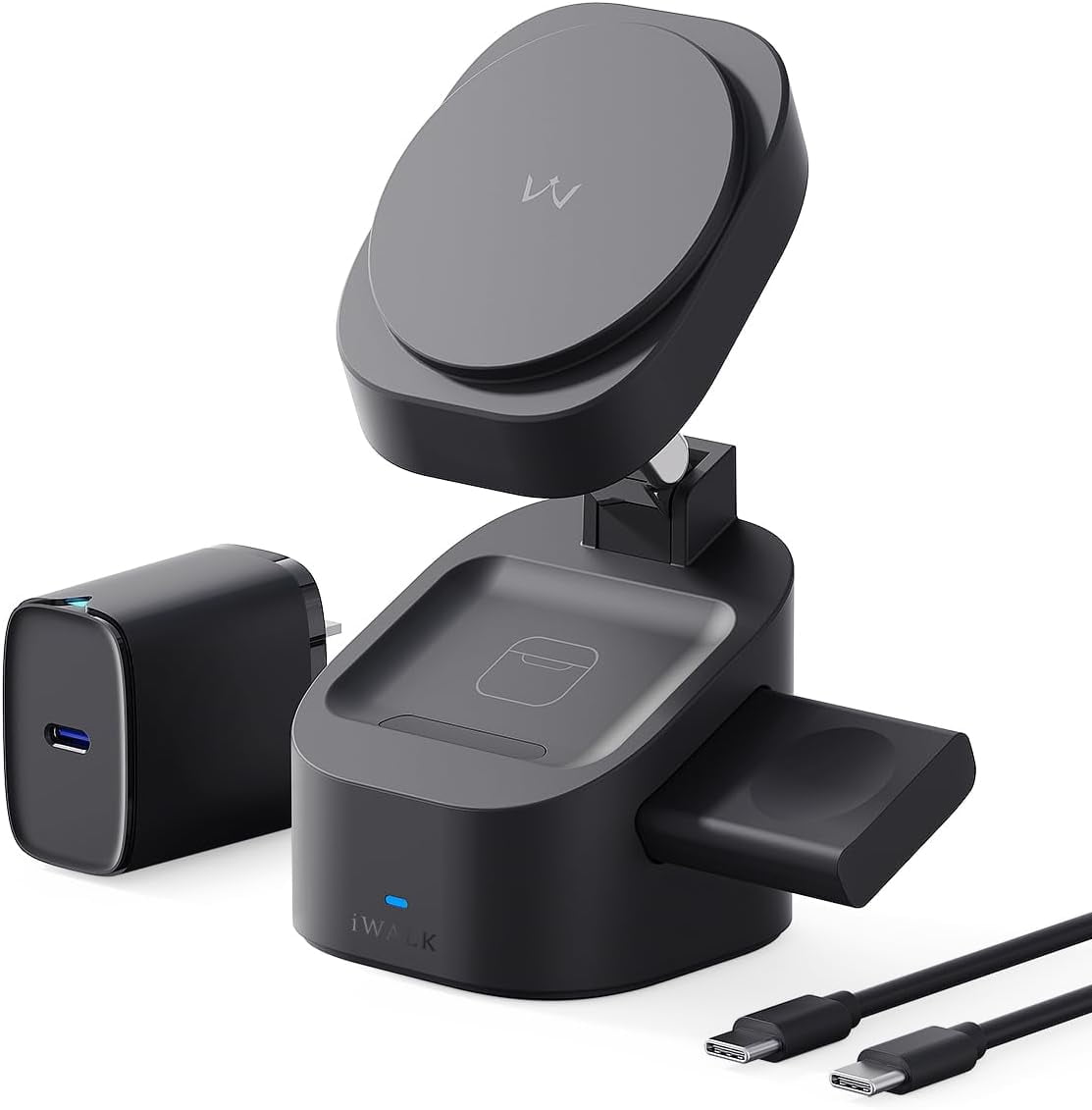 iWALK Magnetic Wireless Charger,3 in 1 Foldable Charger Stand ...