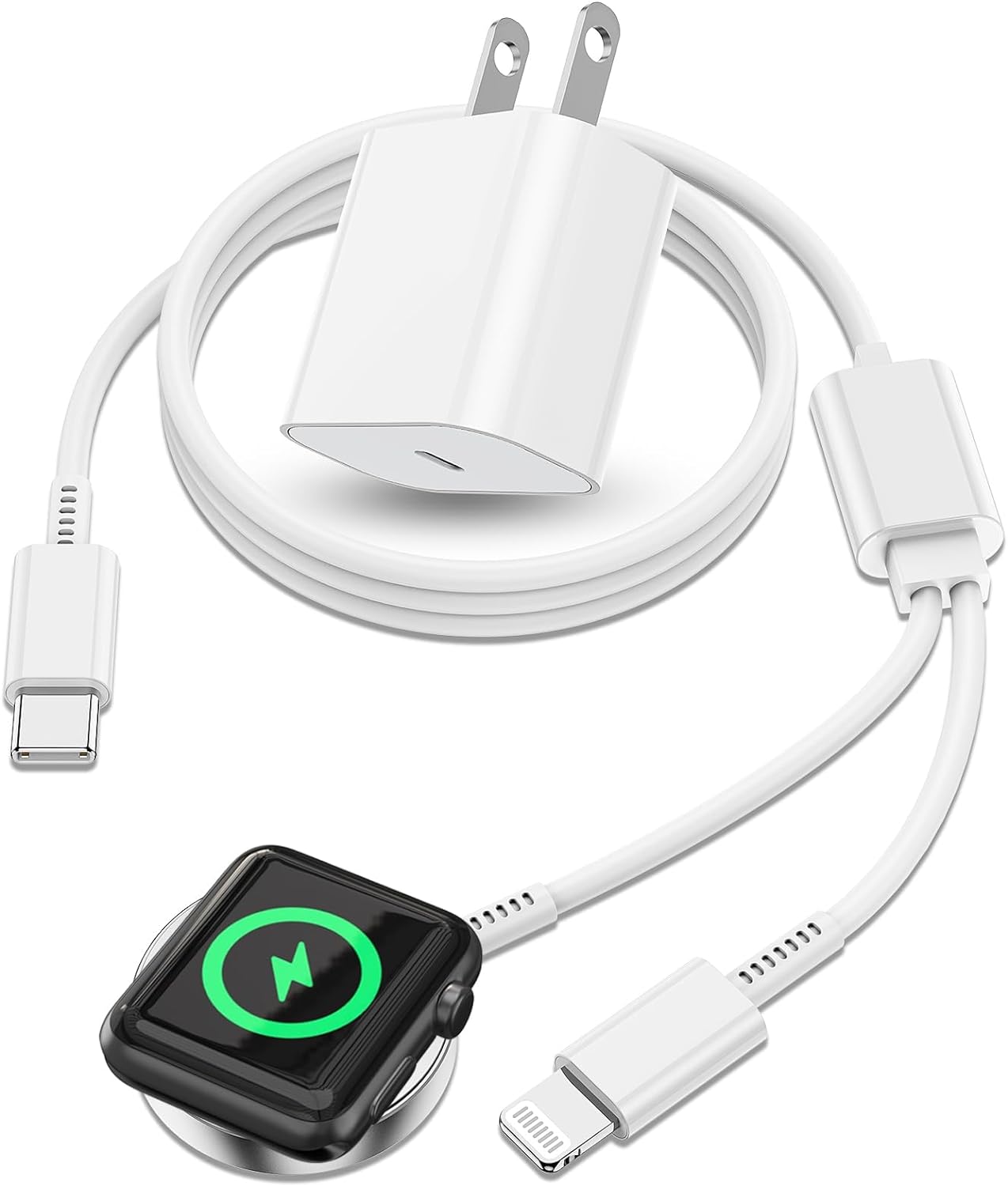 Magnetic Charger 2 in 1 USB Cable For Apple Watch iWatch & iPhone ...