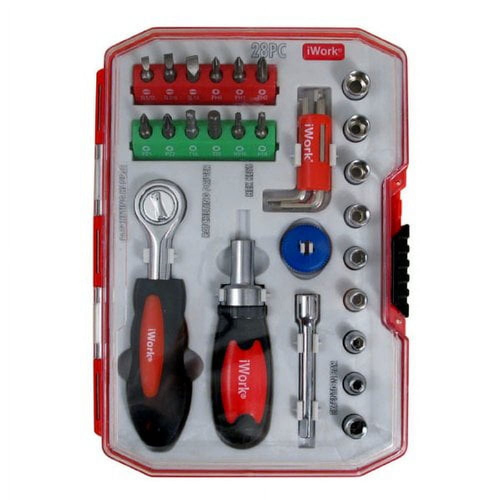 iWork 28 Piece Socket & Easy Ratchet Screwdriver Bit Set, 76-521-N12 ...