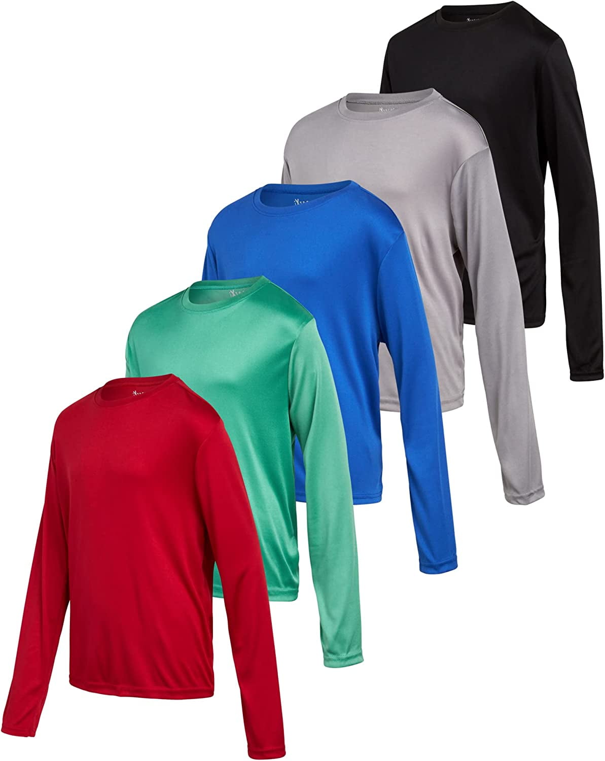 iXtreme Boys' Active T-Shirts - 5 Pack Performance Dry Fit Long Sleeve ...