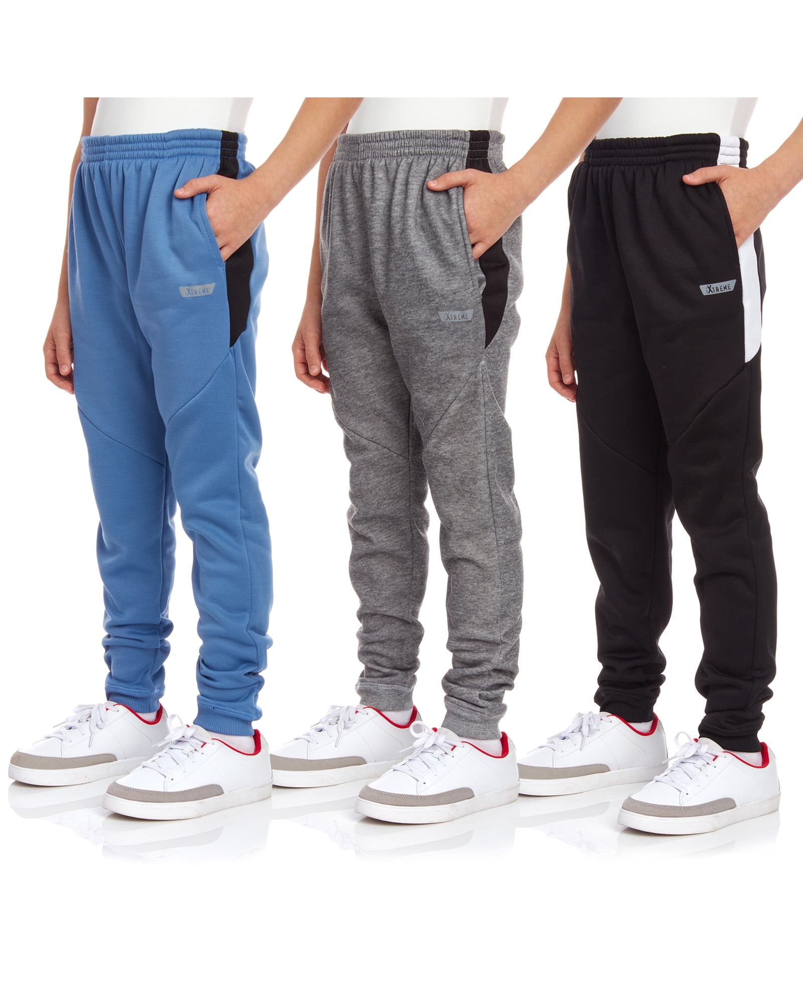 iXtreme Boys' Jogger Sweatpants, 3 Pack, Athletic Performance Fleece ...
