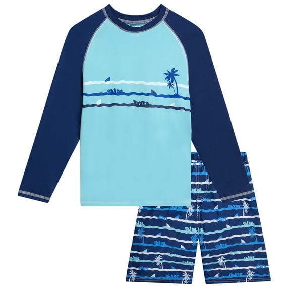 iXtreme Boys' Rash Guard Set - 2 Piece Long Sleeve Swim Shirt and Swim ...